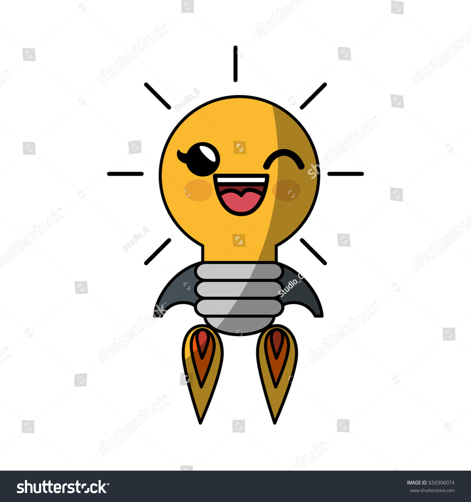 Light Bulb Cartoon Smiley Stock Vector (Royalty Free) 650306074 ...