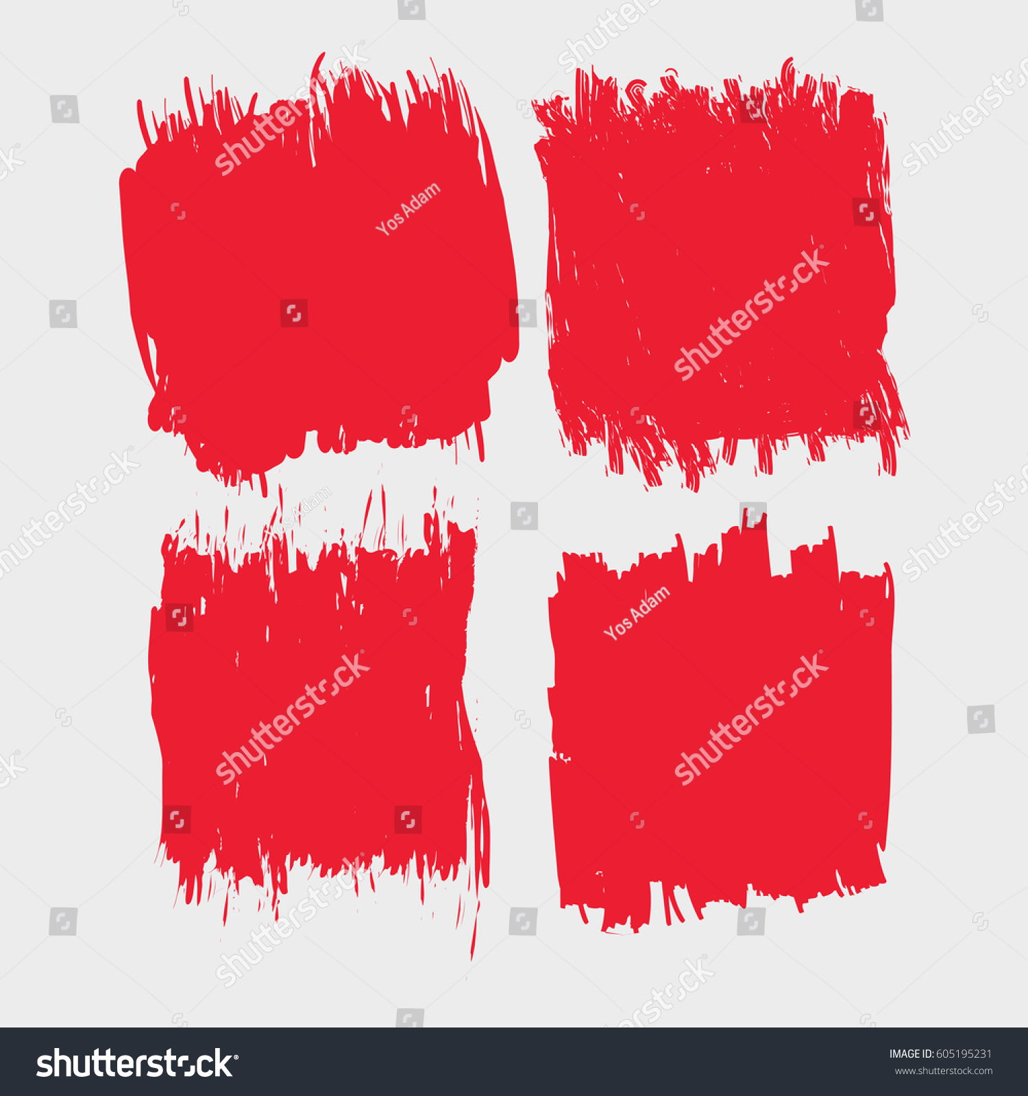 Light Red Brush Stroke Frame Setflat Stock Vector (Royalty Free ...