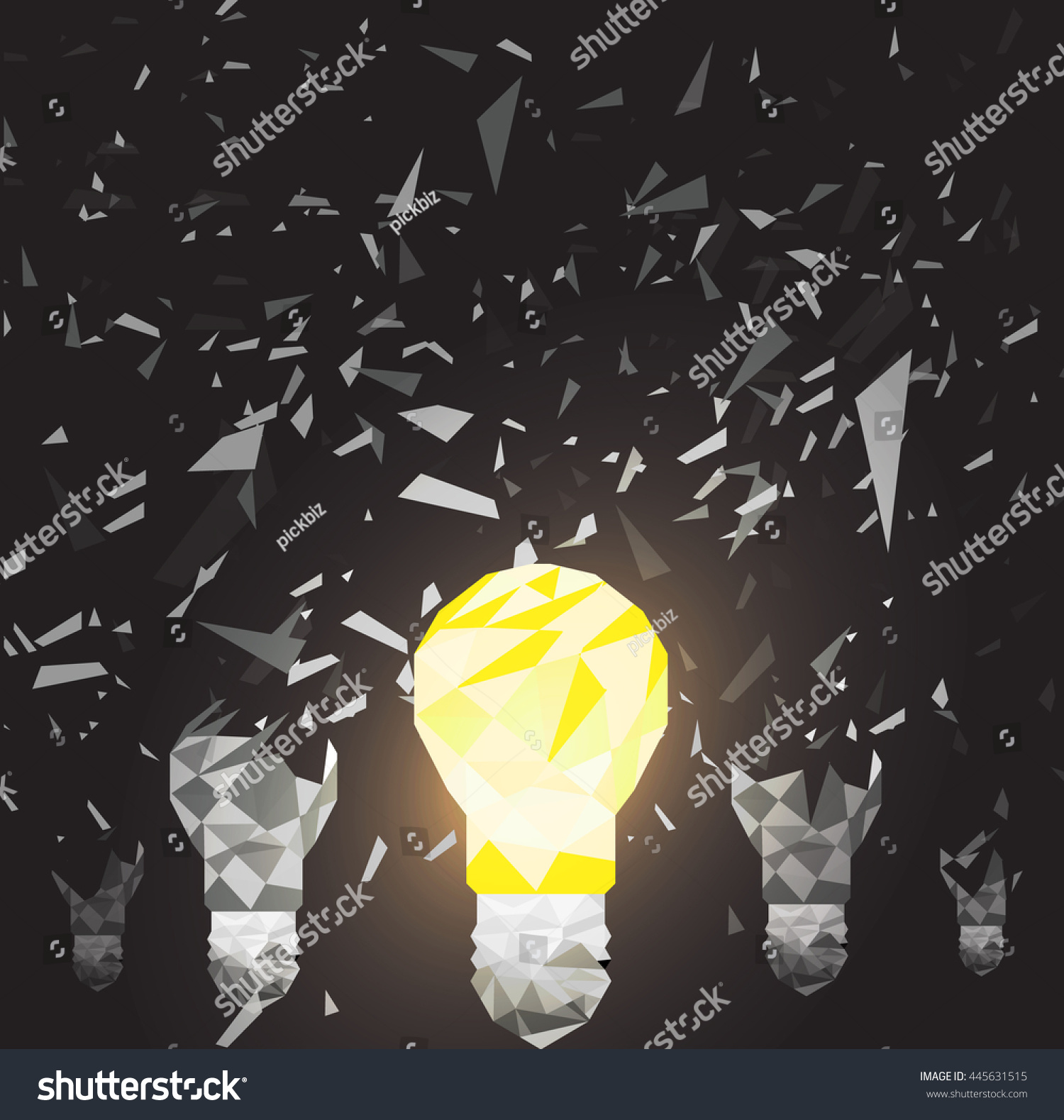 Lightbulb Explode Scatter Abstract Polygon Background Stock Vector ...