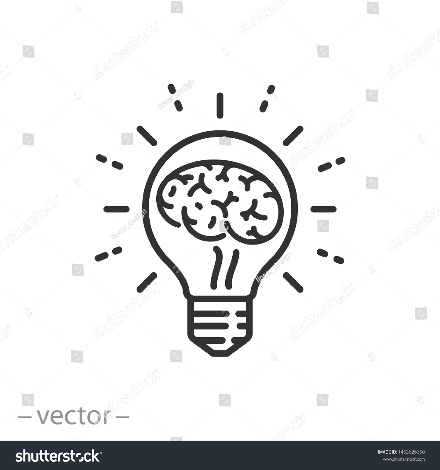 Lightbulb Idea Icon Knowledge Innovation Brain Stock Vector (Royalty ...