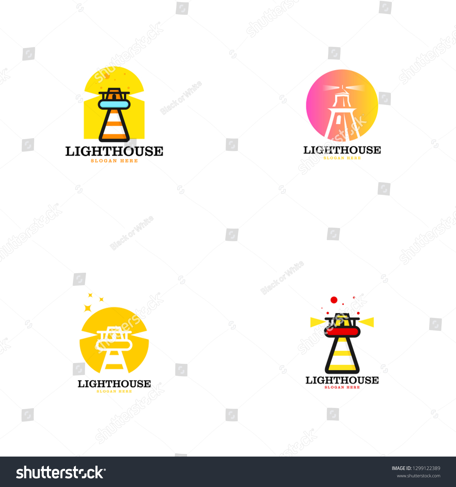 Lighthouse Logo Design Stock Vector (Royalty Free) 1299122389 ...