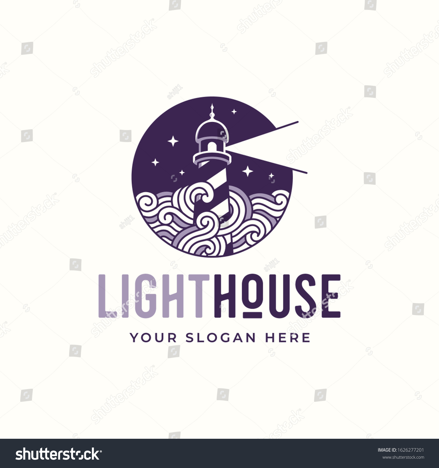 Lighthouse Logo Design Template Water Ocean Stock Vector (Royalty Free ...
