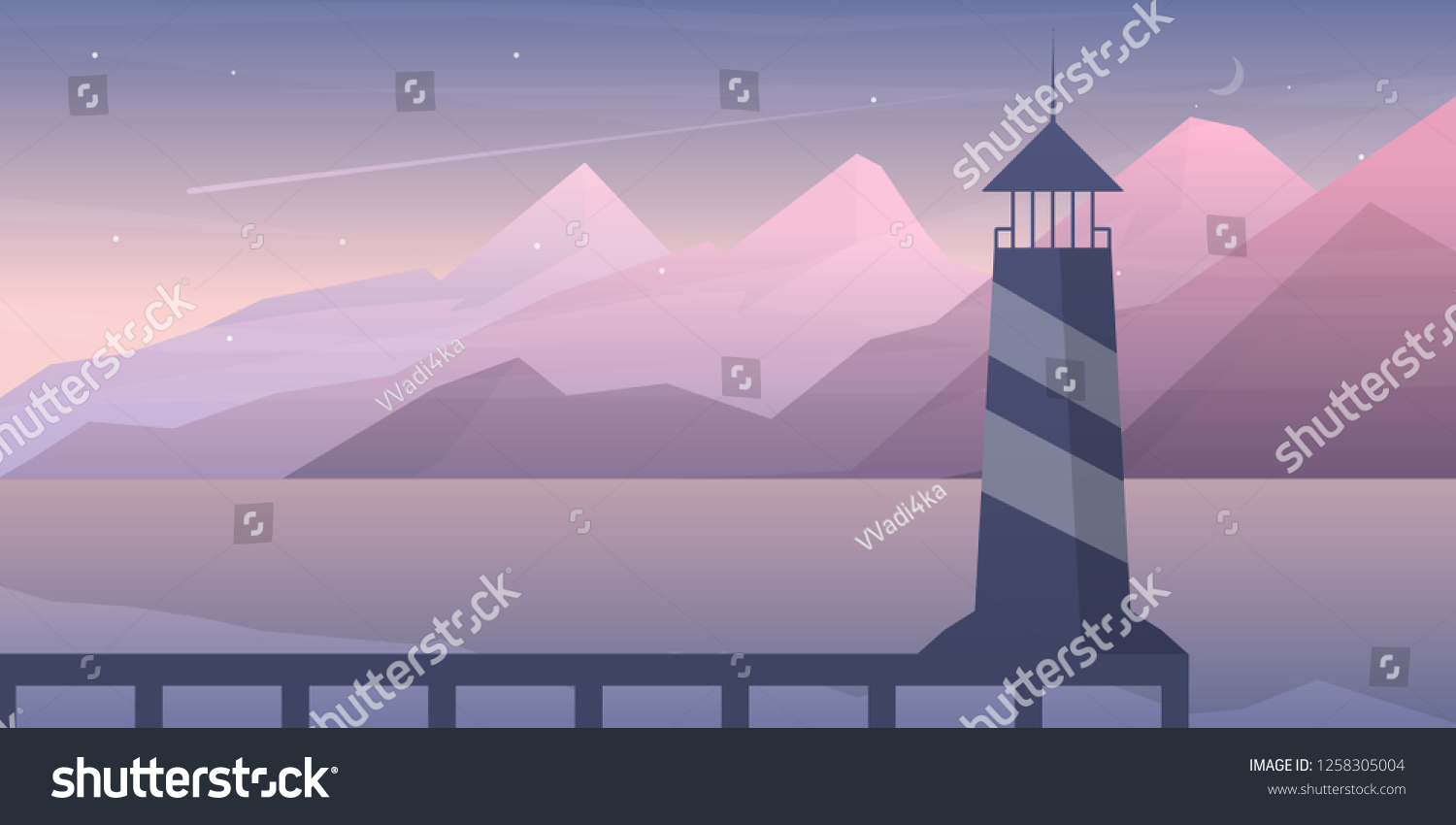 Lighthouse Minimalist Vector Landscape Stock Vector (Royalty Free ...