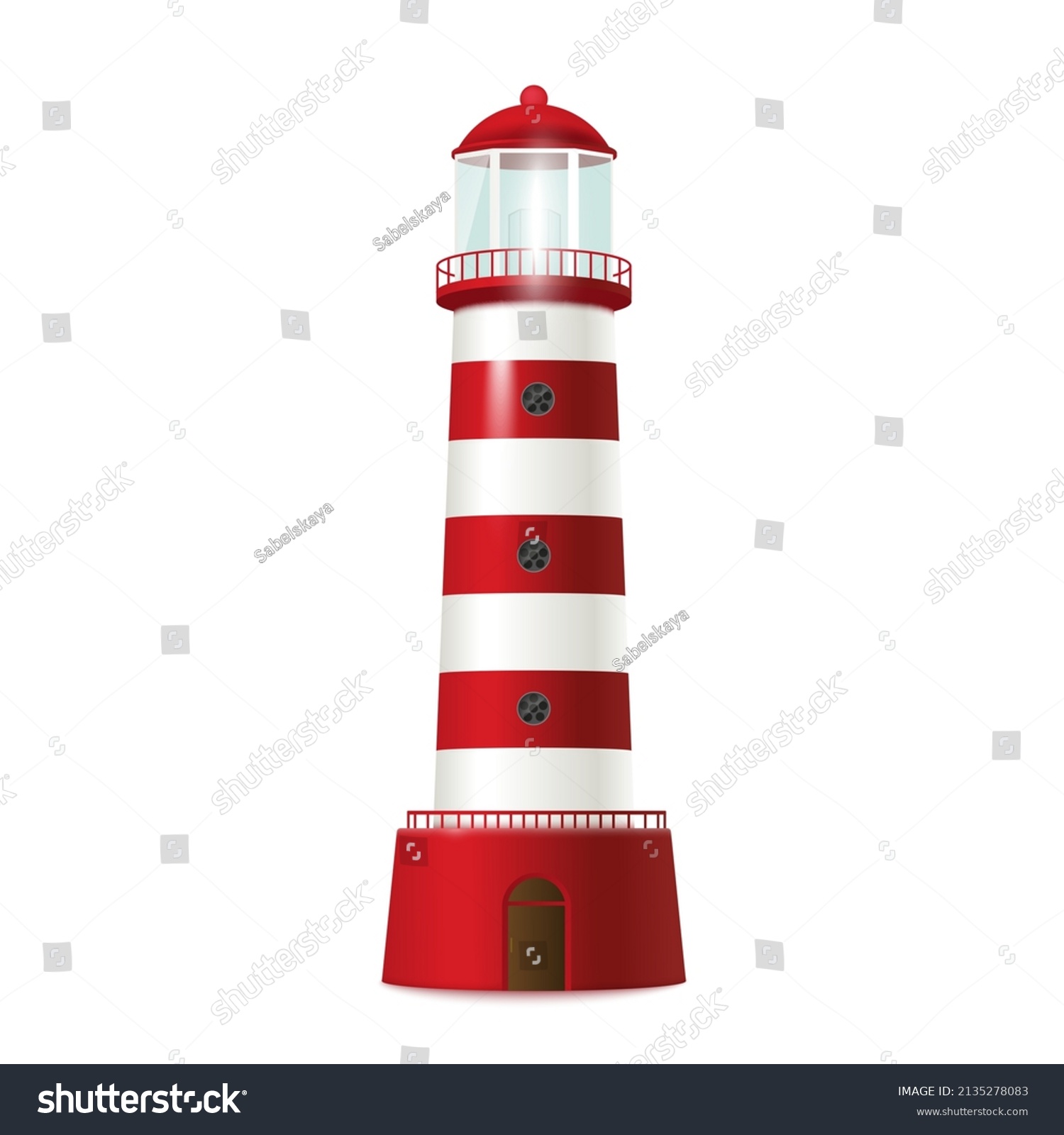 Lighthouse Navigation Architecture Object Tower Realistic Stock Vector ...