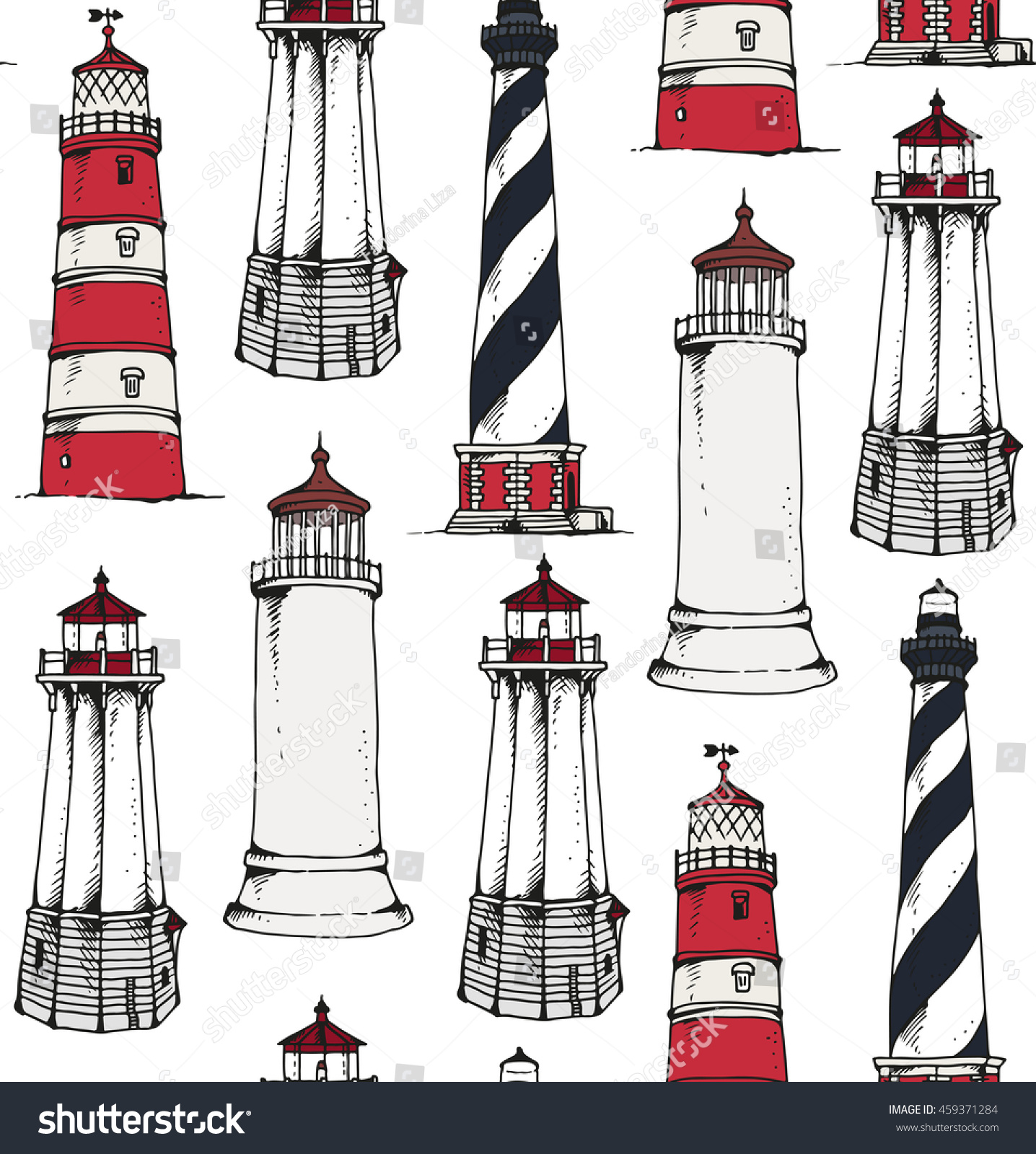 Lighthouse Pattern Sea Travel Vector Background Stock Vector (Royalty ...