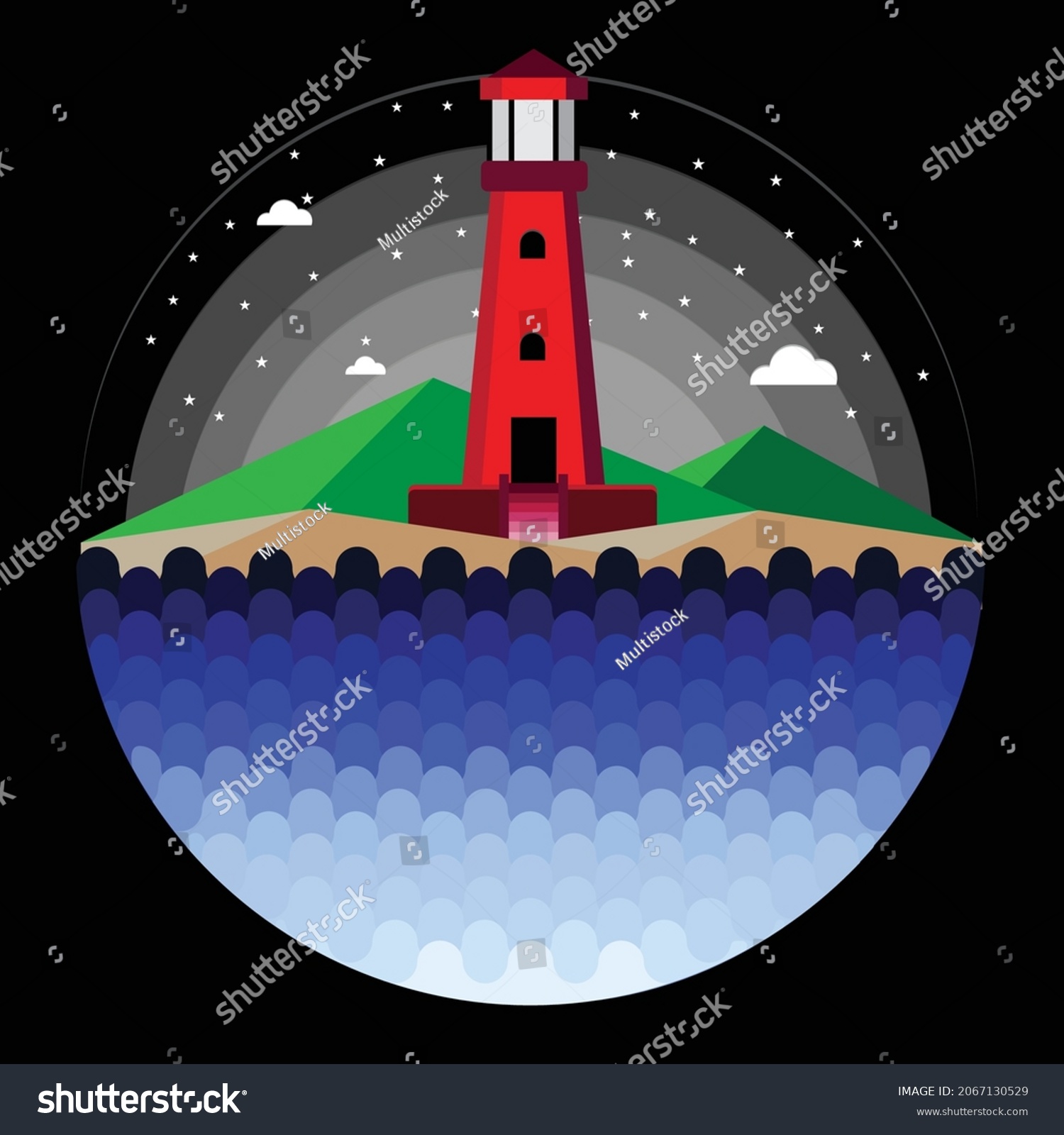 Lighthouse Red Color Vector Illustration Stock Vector (Royalty Free ...