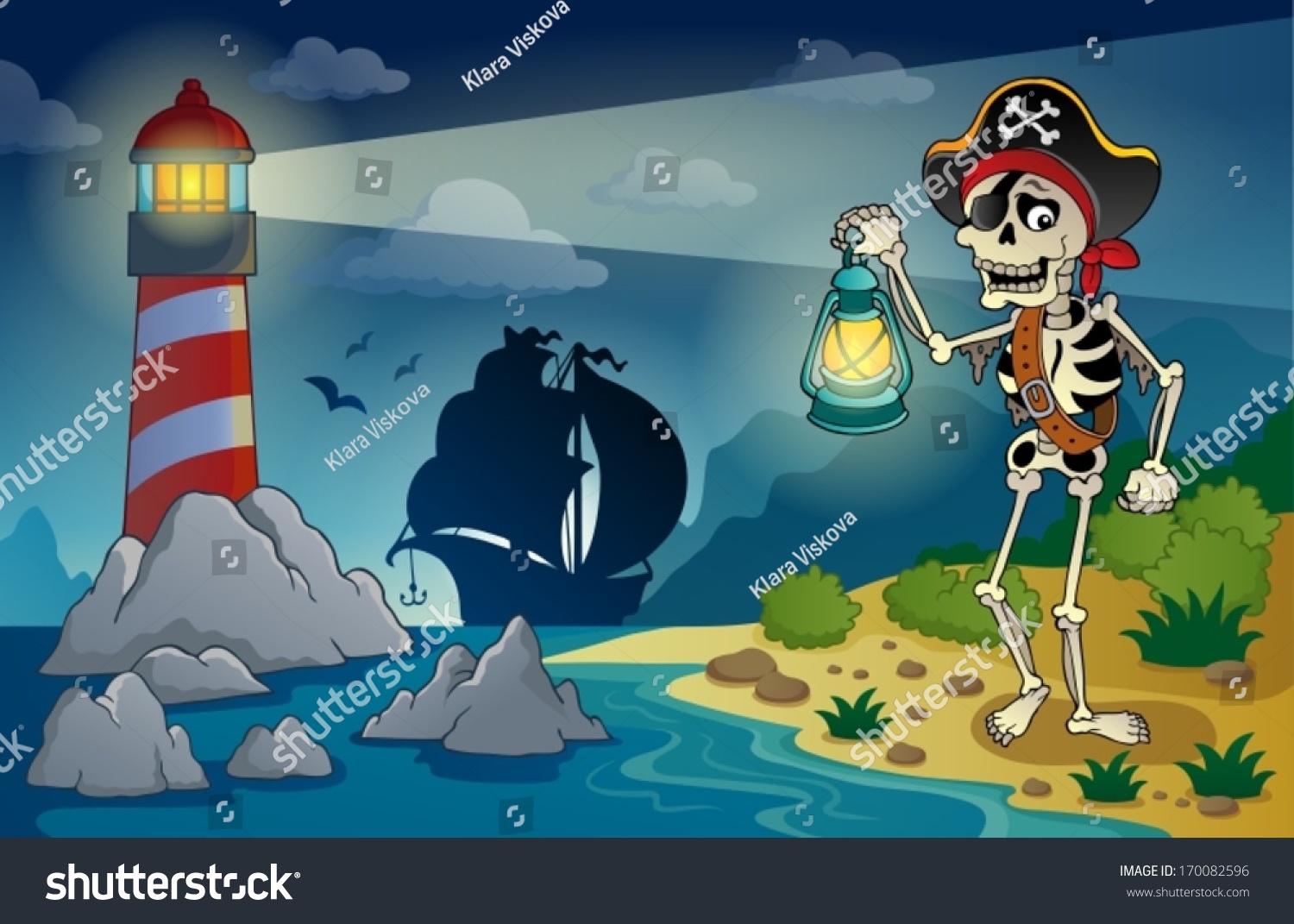 Lighthouse Pirate Theme 1 Eps10 Vector Stock Vector (Royalty Free ...
