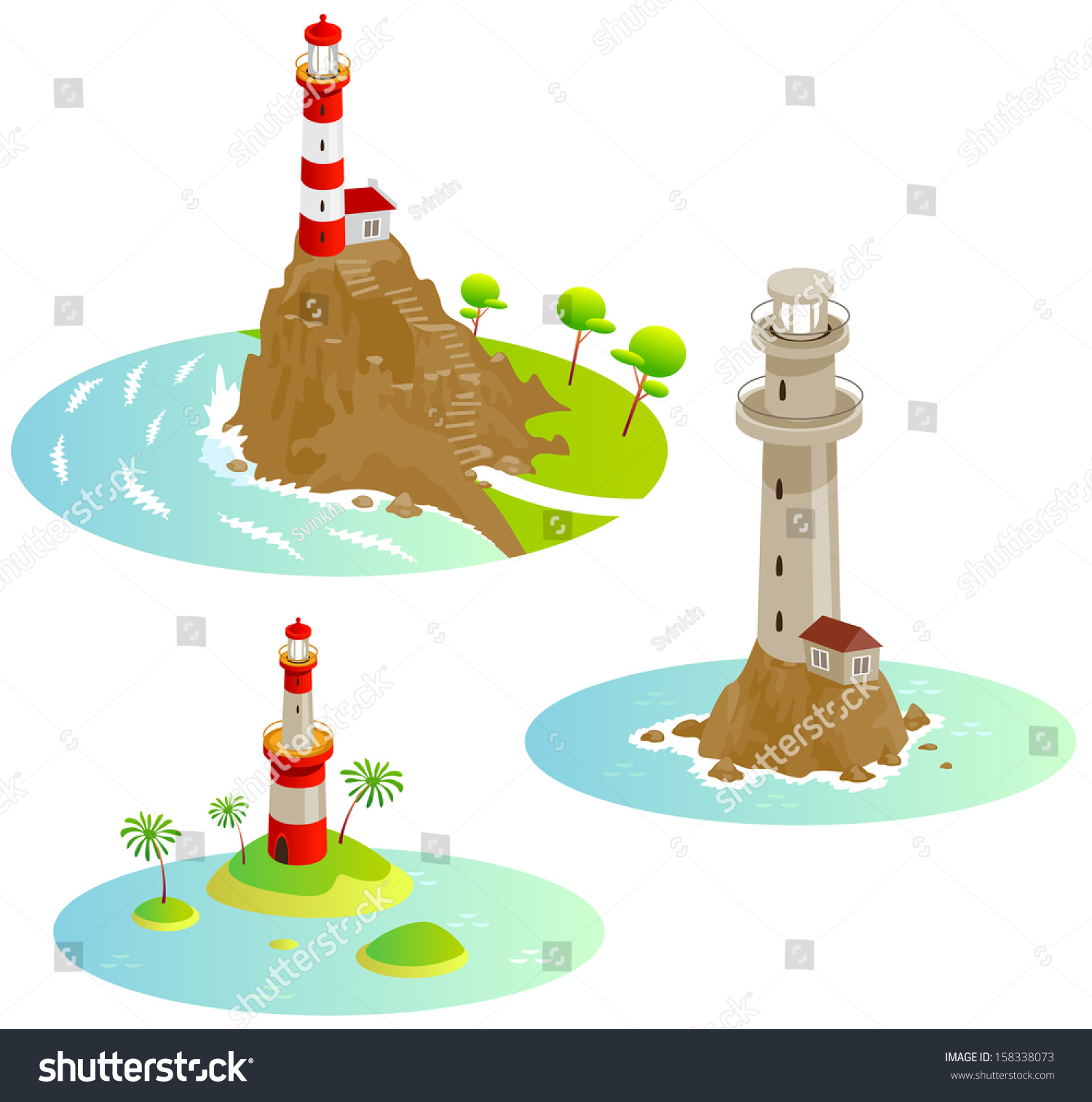 Lighthouses Fun Cartoon Map Elements Elements 库存矢量图（免版税）158338073 ...