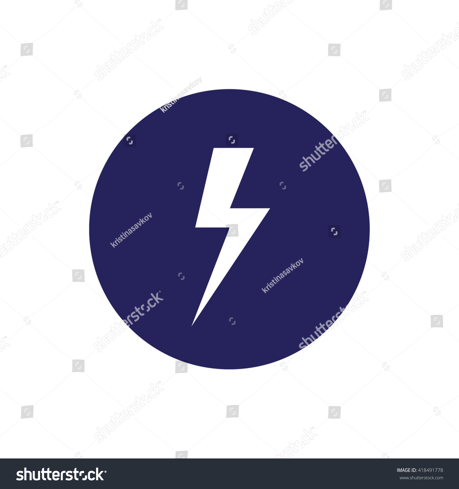 Lighting Bolt Icon Vector Blue Circle Stock Vector (Royalty Free) 418491778