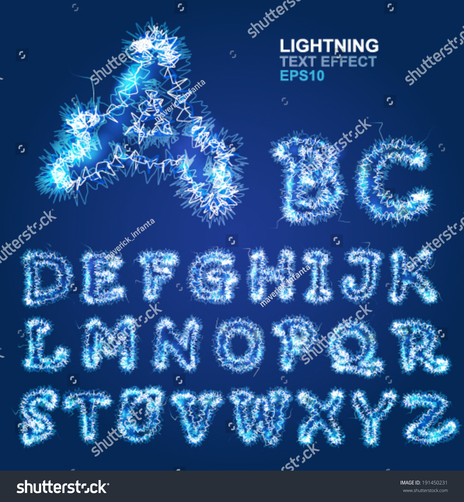 Lightning Alphabet Electric Text Effect Stock Vector 191450231 ...