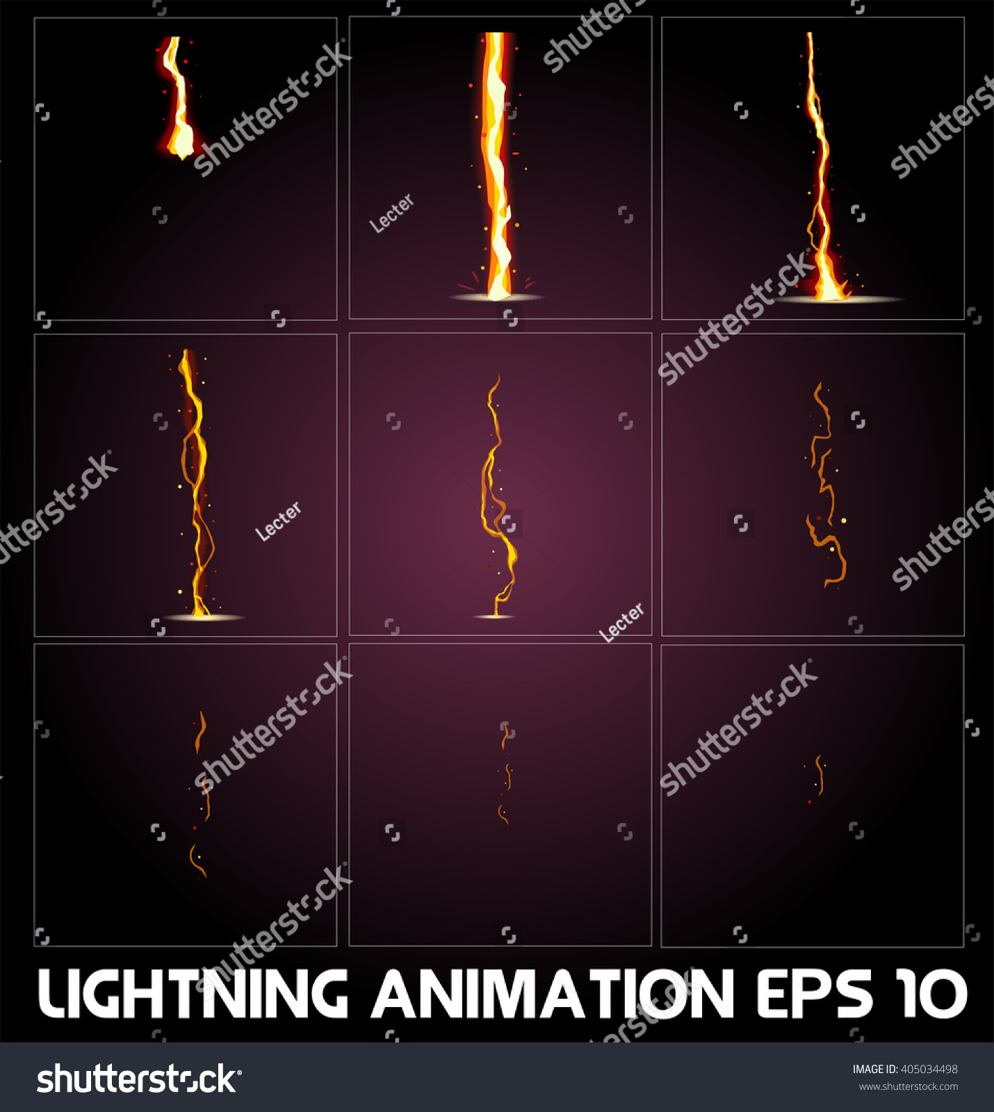 Lightning Animation Game Animation Stock Vector (Royalty Free) 405034498