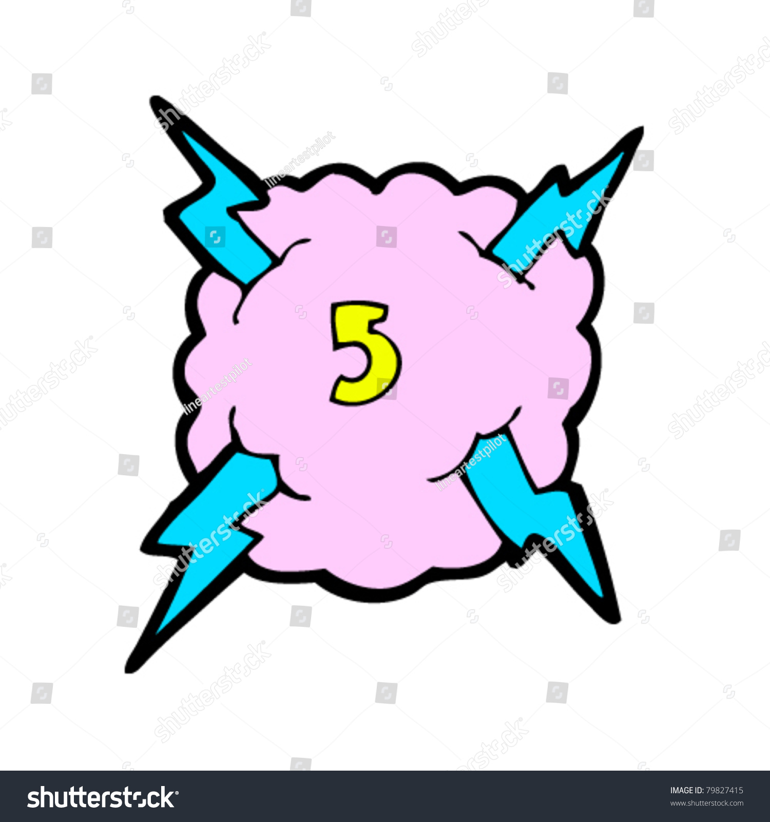 rayo eléctrico número cinco nubes: vector de stock (libre de regalías ...