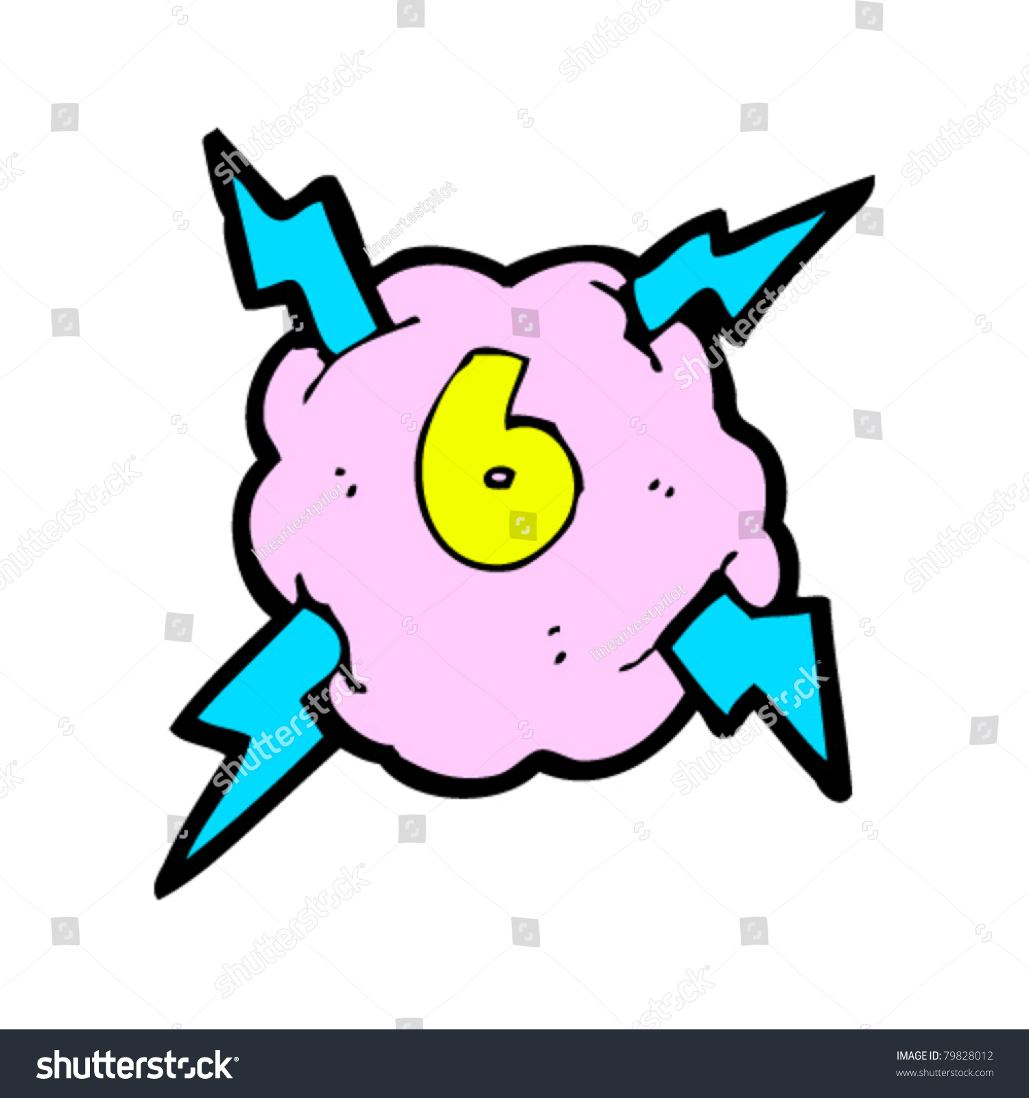 Lightning Bolt Electric Number Six Cloud Stock Vector (Royalty Free ...