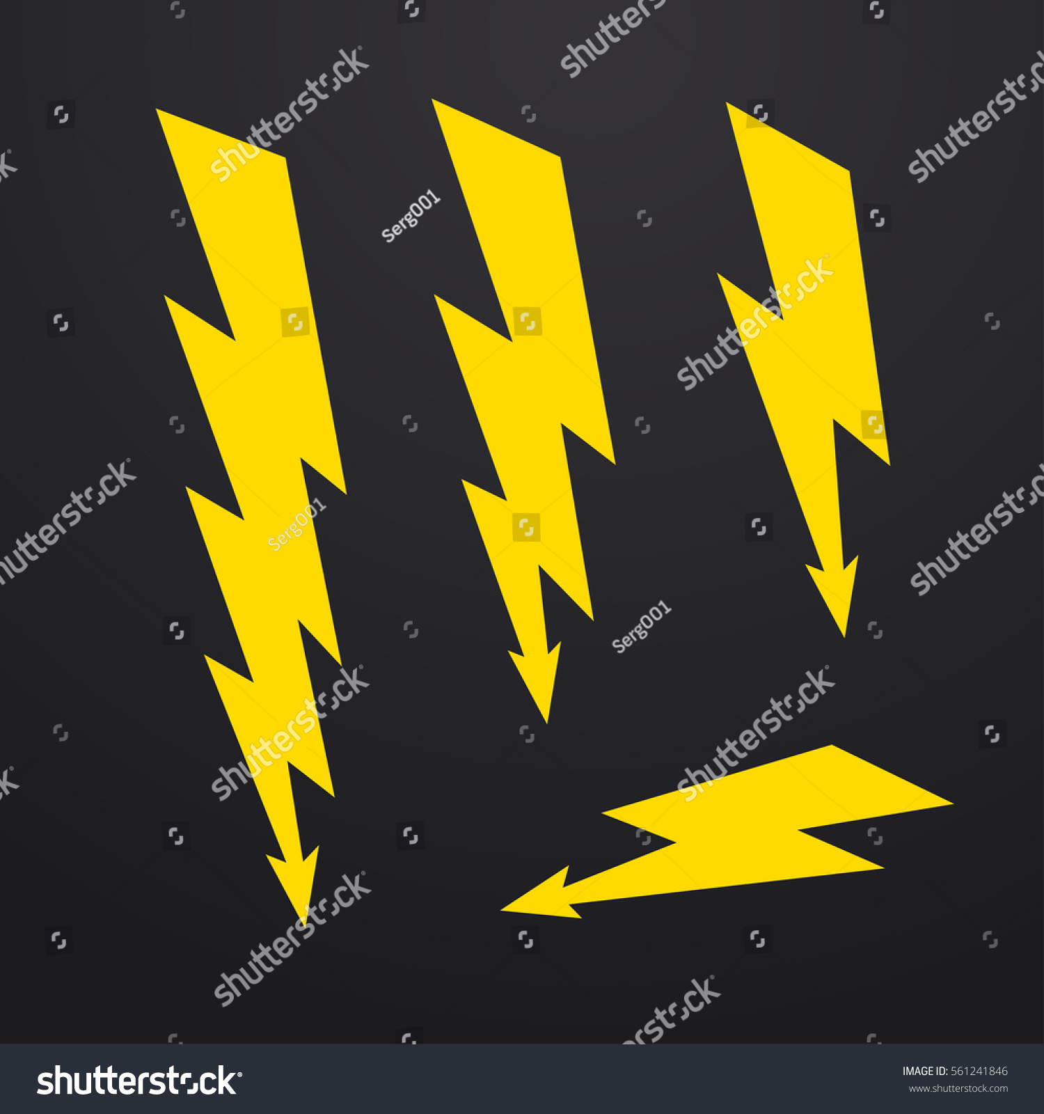 Vektor Stok Lightning Bolt Icons Set Thunderbolt Vector (Tanpa Royalti ...