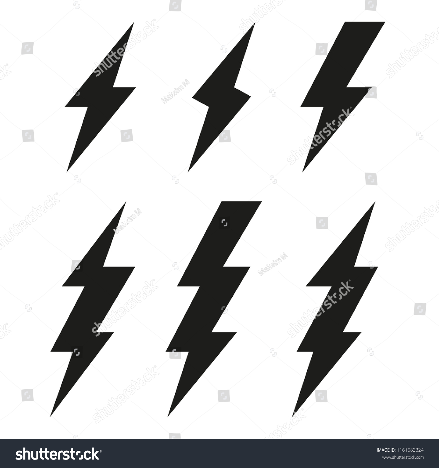 Lightning Bolt Icons Thunderbolt Vector Set: vetor stock (livre de ...
