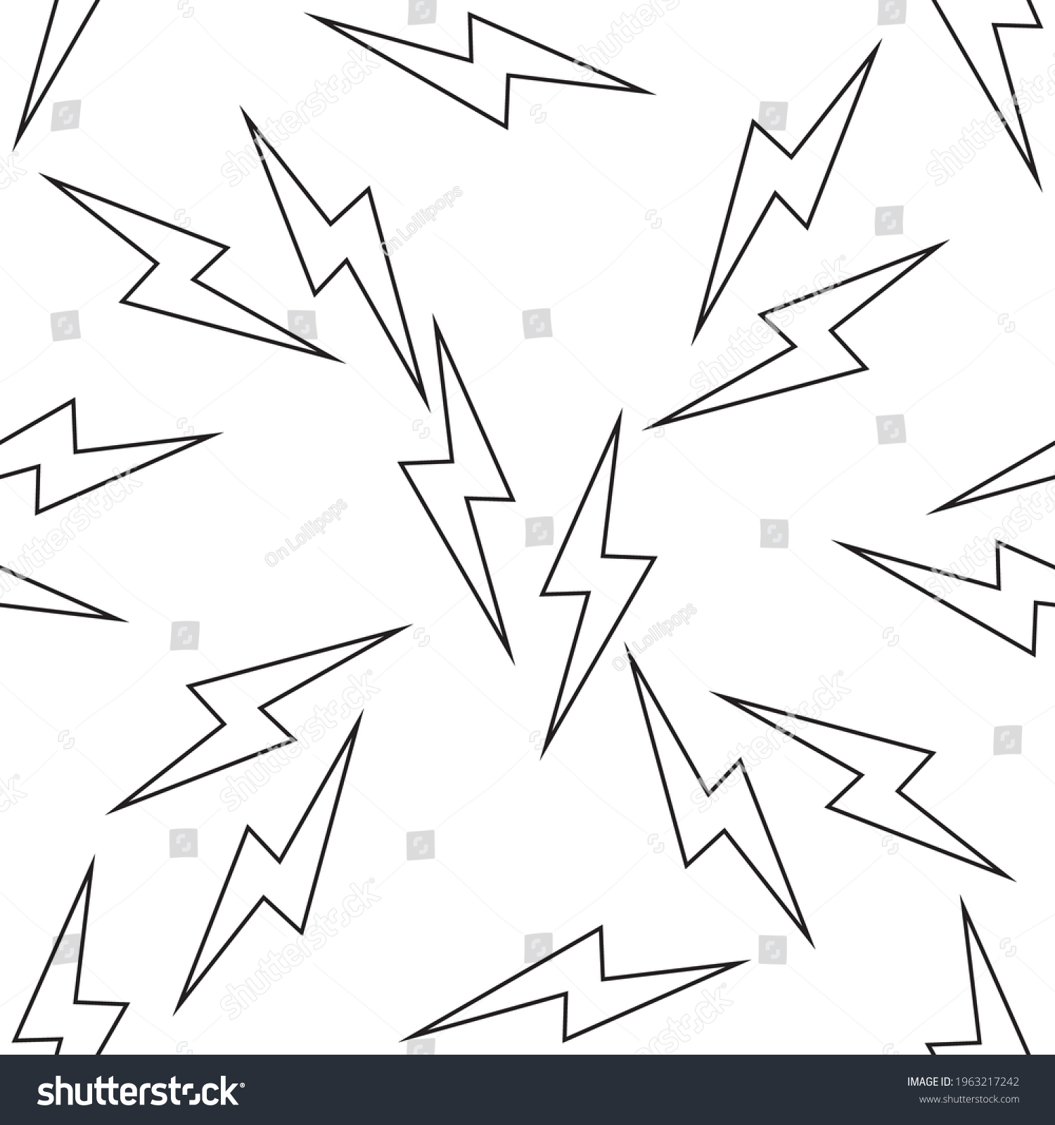 Lightning Bolt Line Art Seamless Pattern Stock Vector (Royalty Free ...