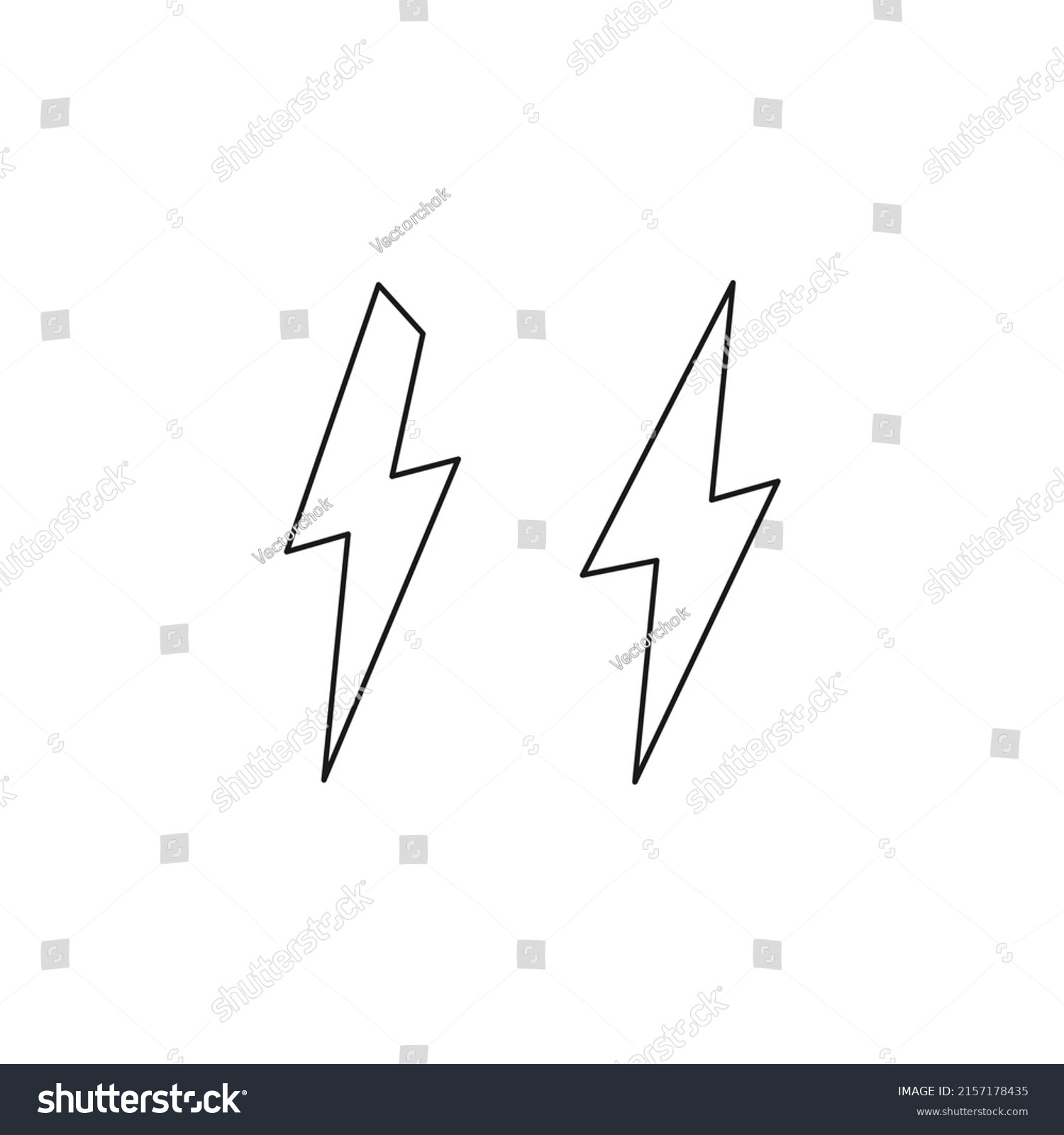 Lightning Bolt Outline Vector Icons Stock Vector (Royalty Free ...