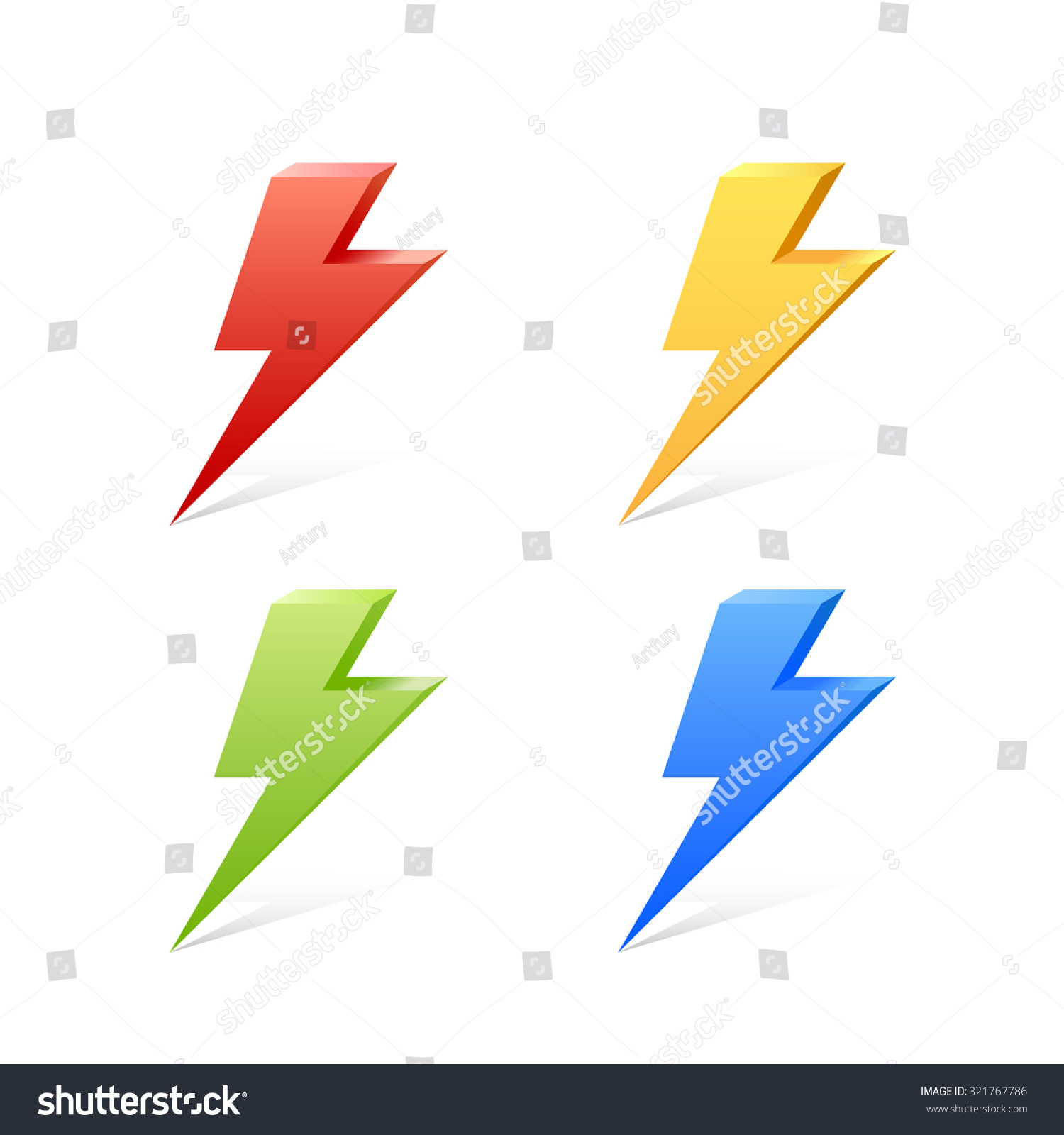 Lightning Color Set 3d Vector Illustration Stock Vector (Royalty Free ...