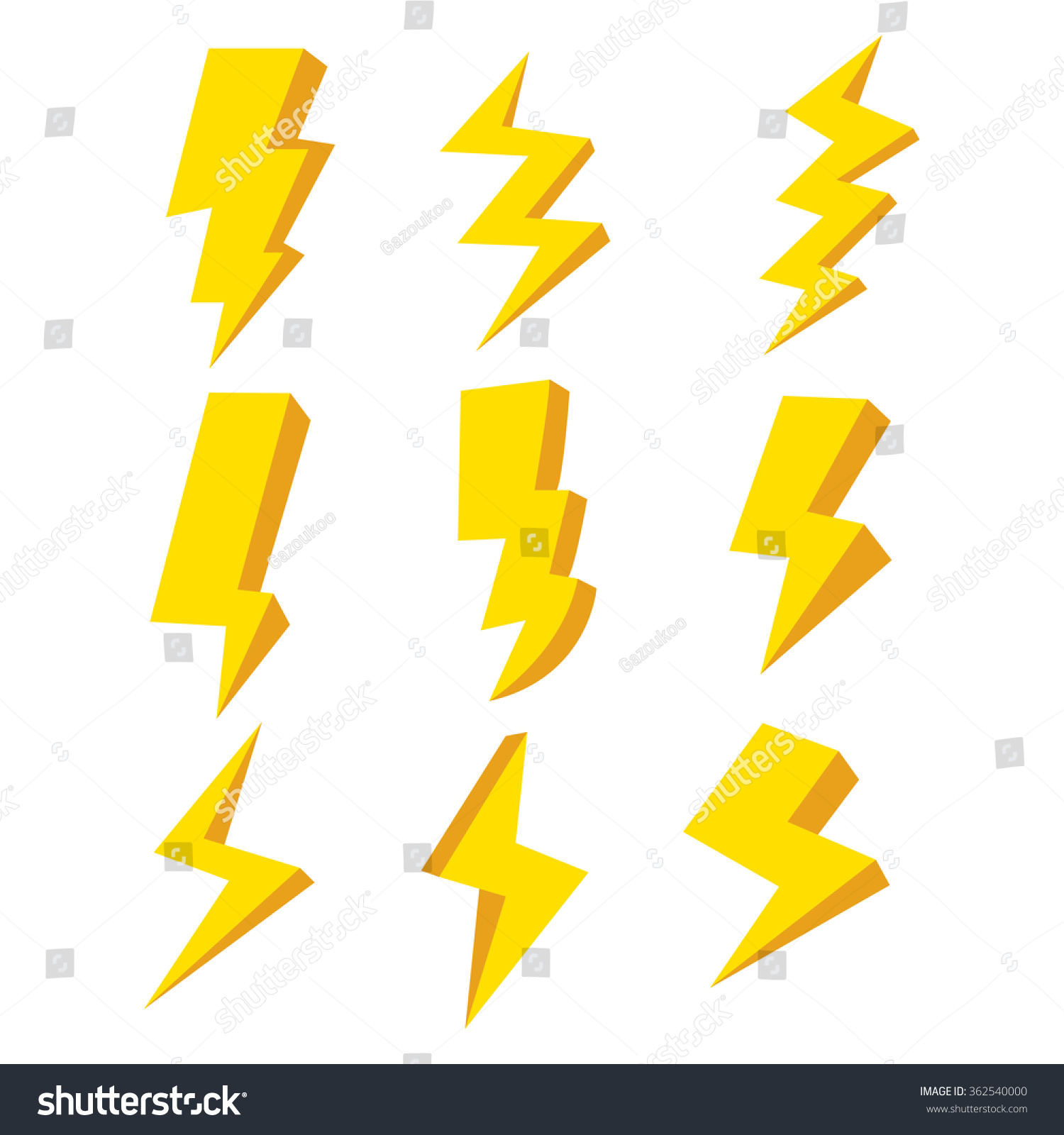 Lightning Icon Set Isolated On White Stock Vector (Royalty Free) 362540000