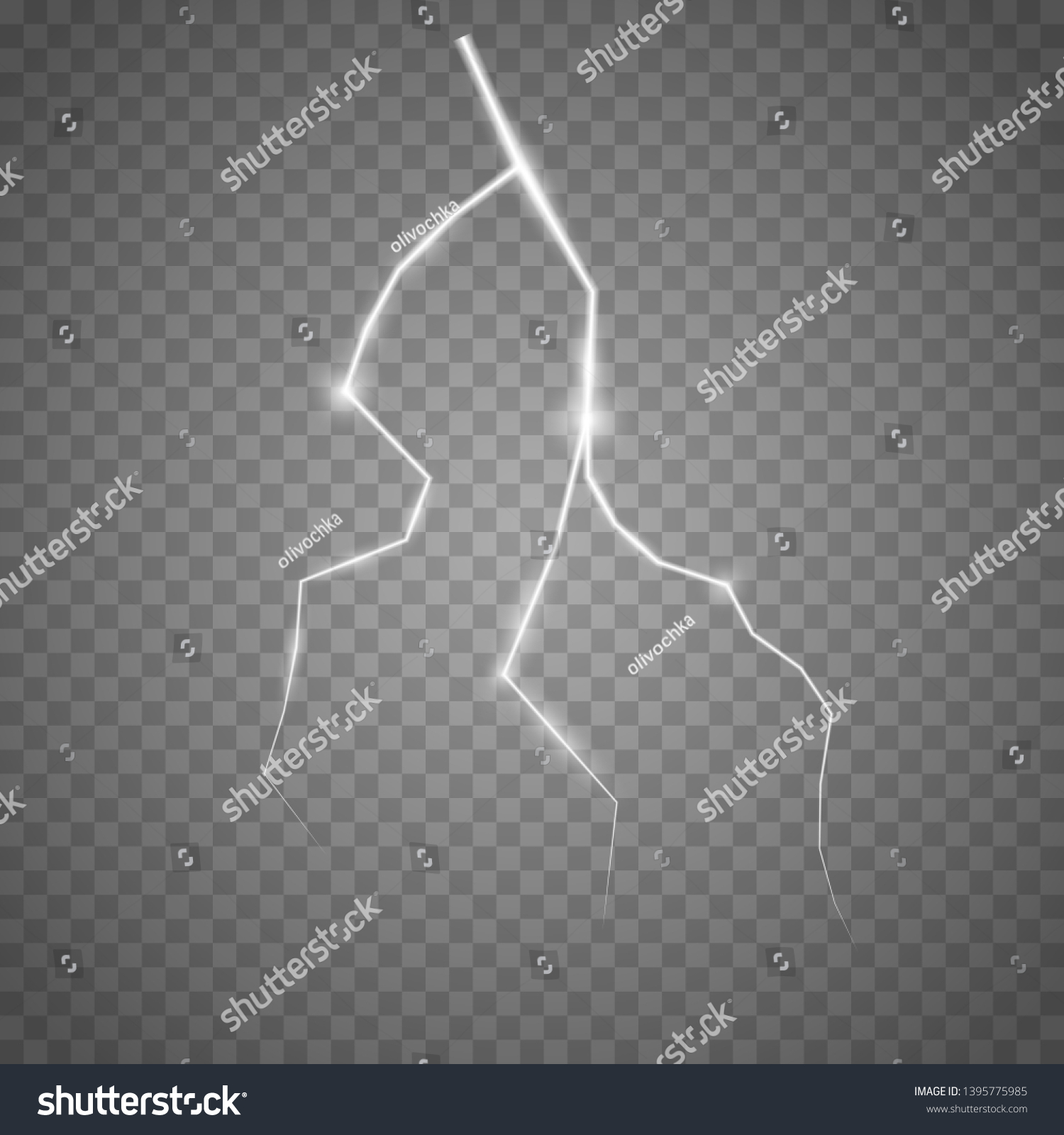 Lightning Isolated On Transparent Background Vector: เวกเตอร์สต็อก ...