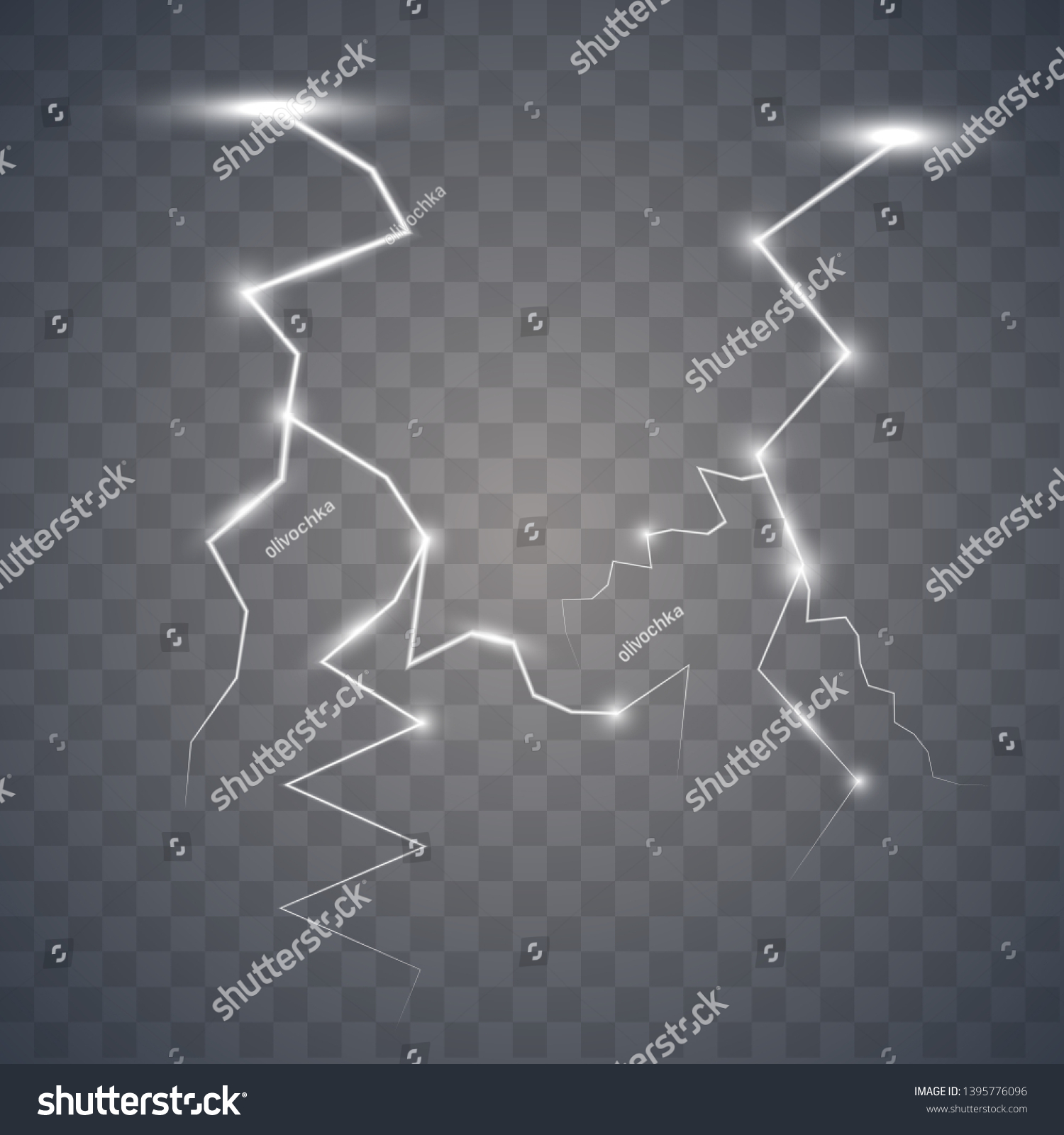 Vektor Stok Lightning Isolated On Transparent Background Vector (Tanpa ...