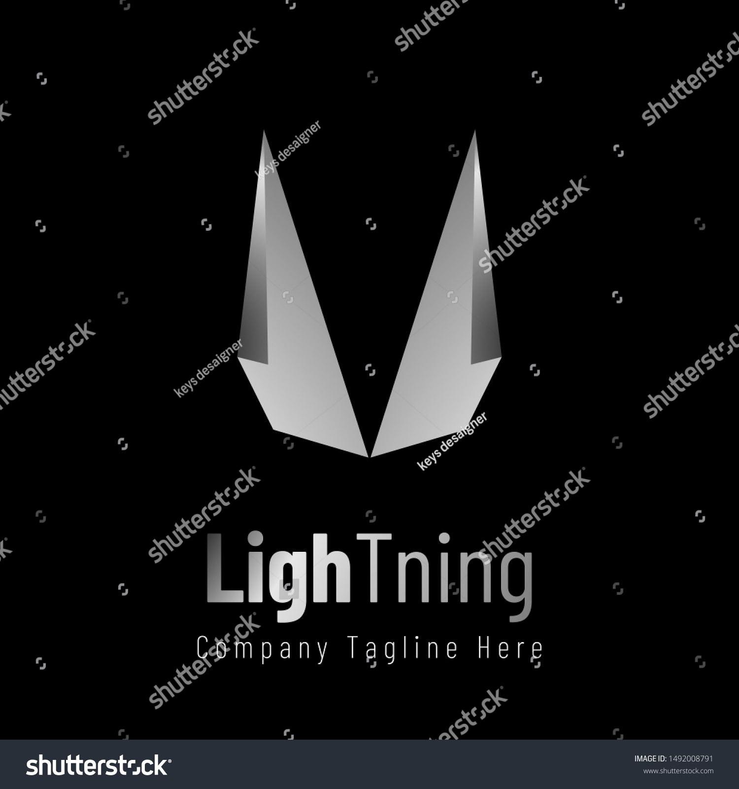 Lightning Logo Silver Color Simple Vector Stock Vector (Royalty Free ...