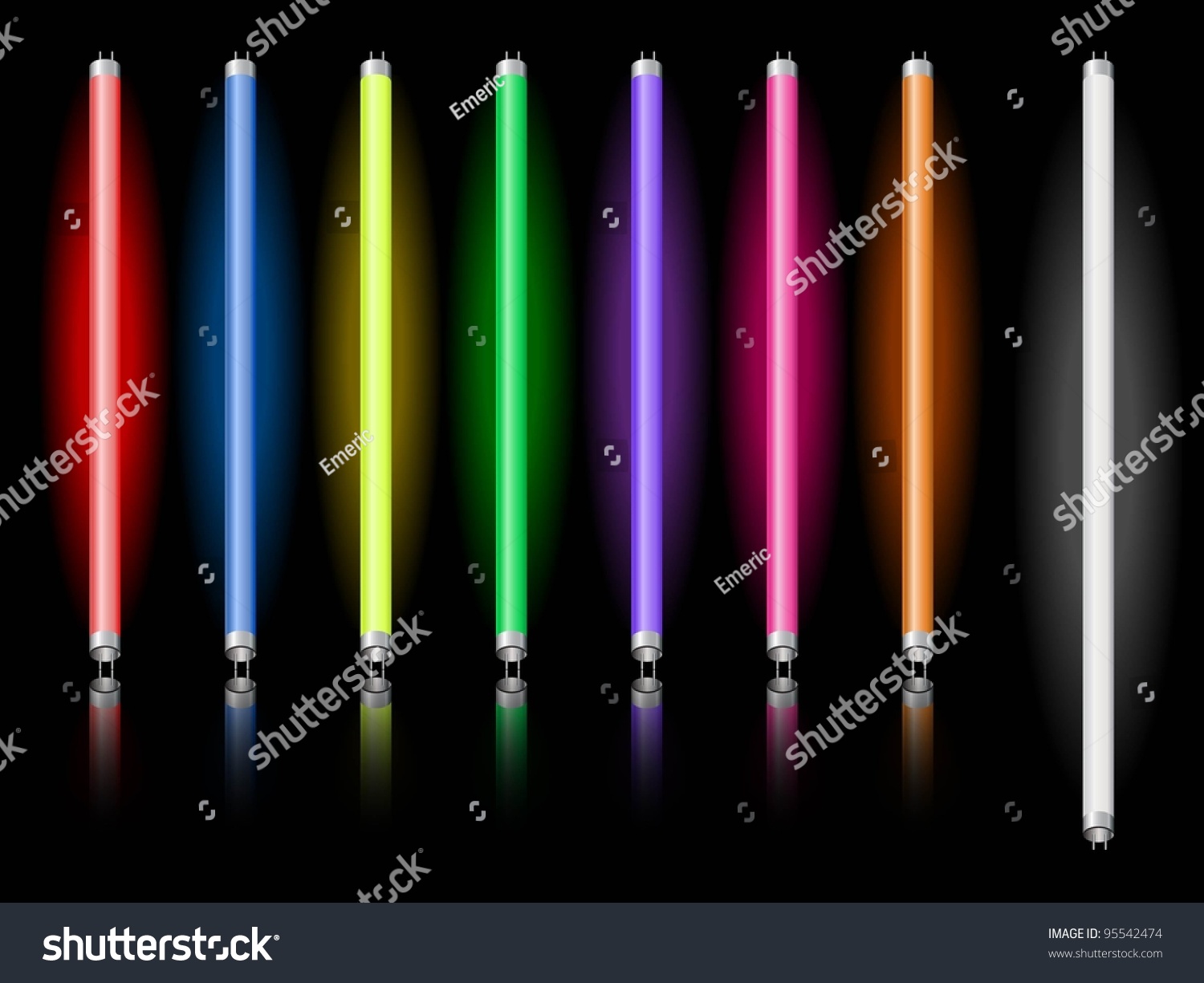 Lightning Neon Tubes Different Colors: เวกเตอร์สต็อก (ปลอดค่าลิขสิทธิ์ ...