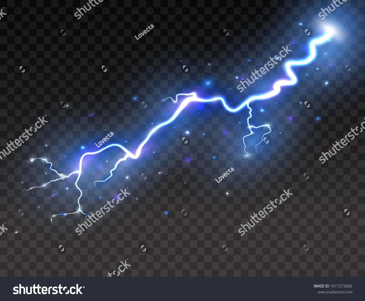 Lightning On Transparent Background Realistic Thunder Stok Vektör ...