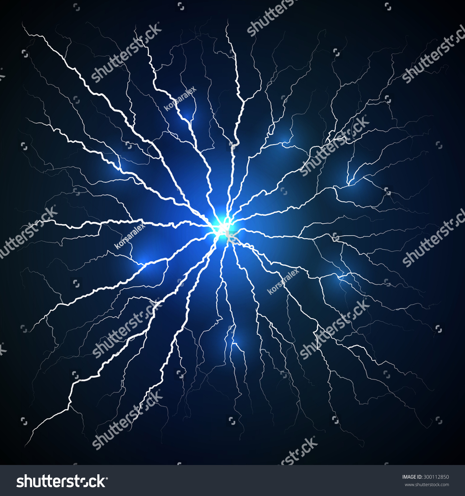 Lightning Radiating Center Stock Vector (Royalty Free) 300112850 ...