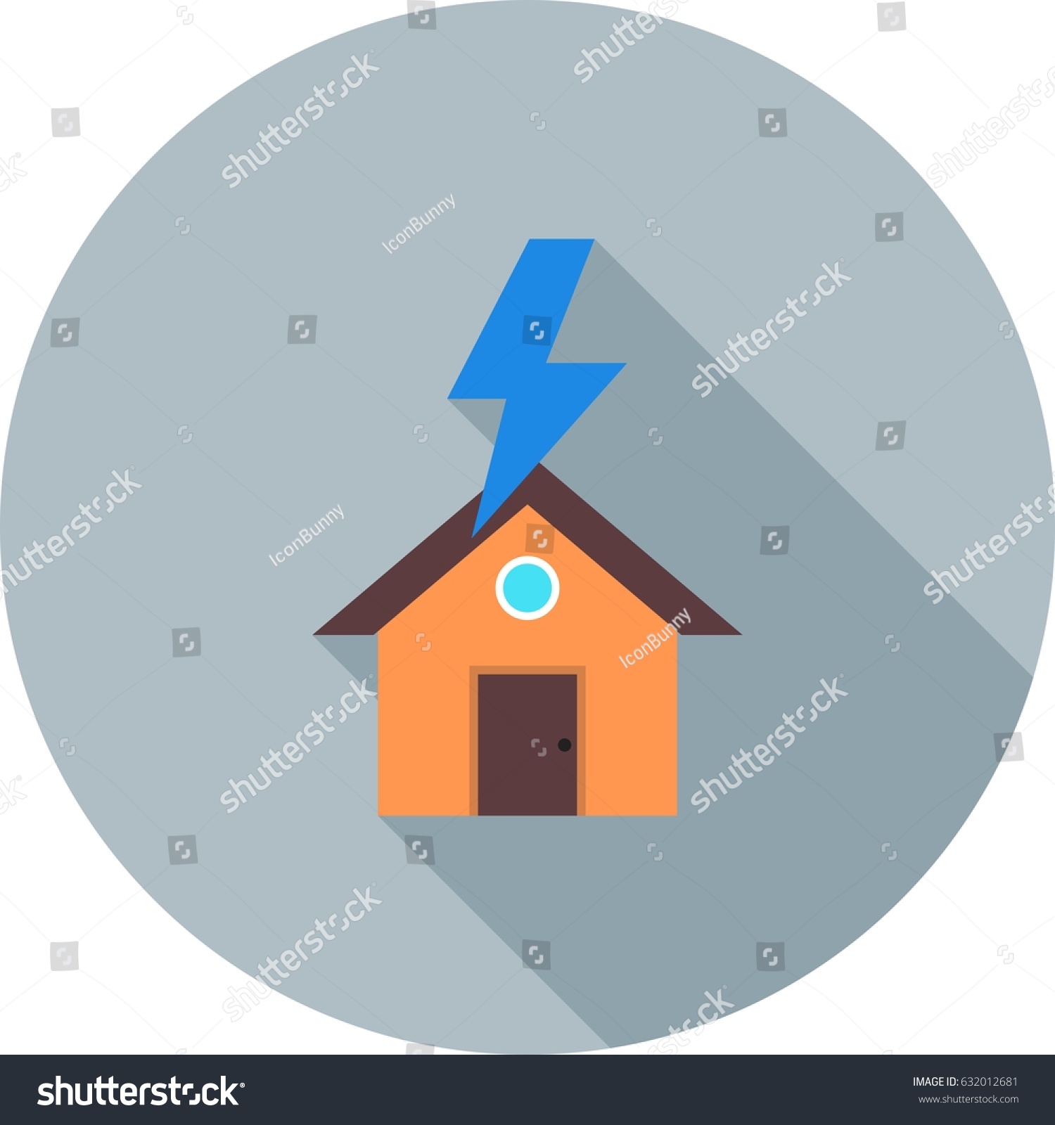 Lightning Striking House Stock Vector (Royalty Free) 632012681 ...