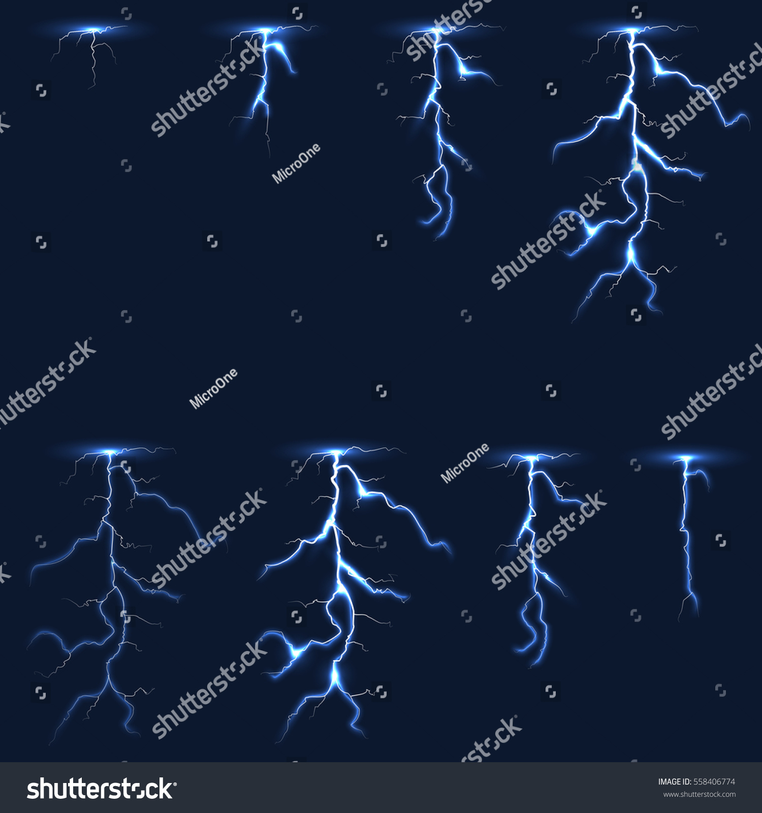 Lightning Thunderbolt Fx Animation Frames Sprite Stock Vector 558406774 ...