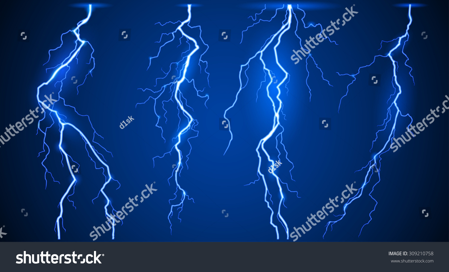 Lightnings Set Stock Vector (Royalty Free) 309210758 | Shutterstock