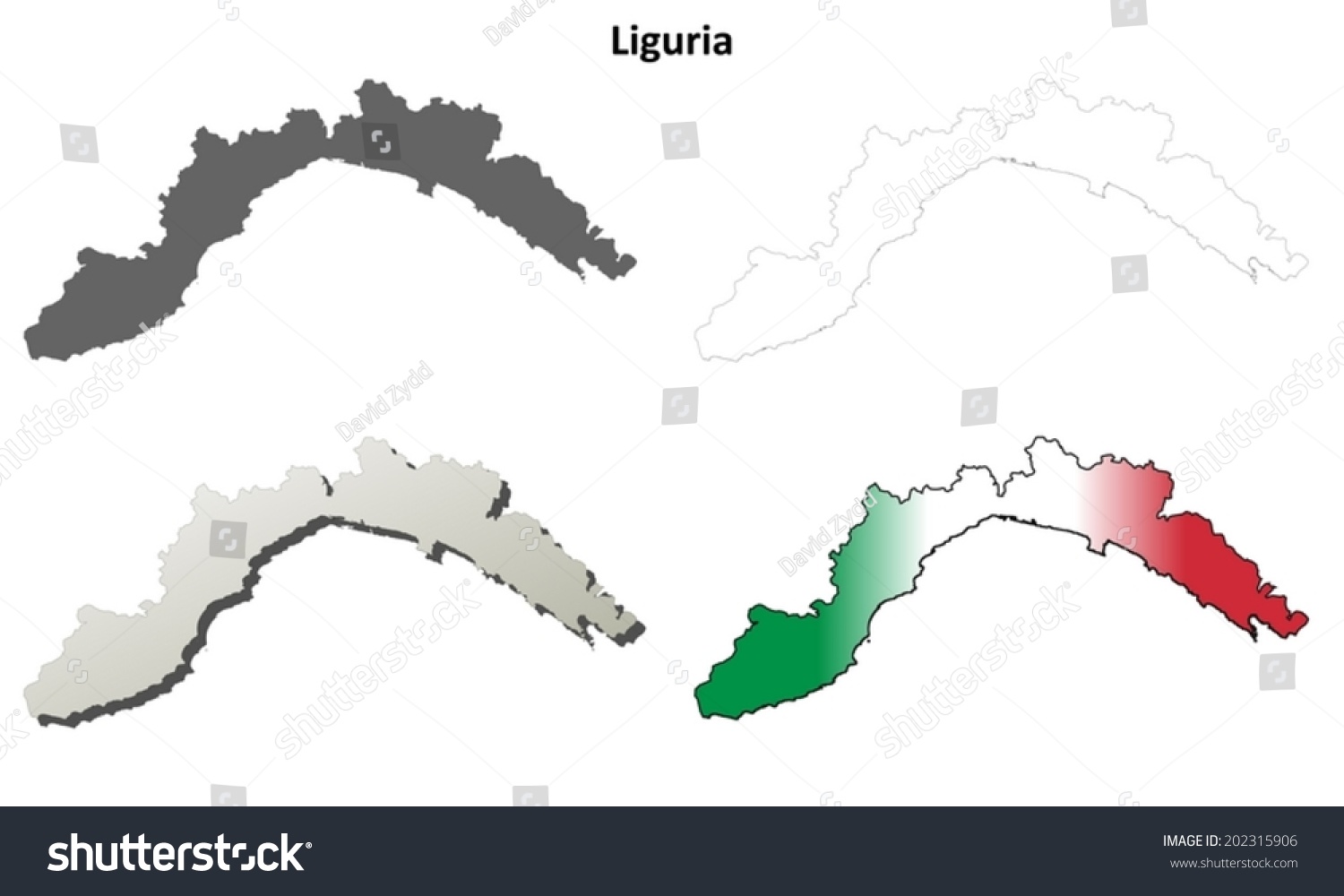 Liguria Blank Detailed Outline Map Set: vector de stock (libre de ...