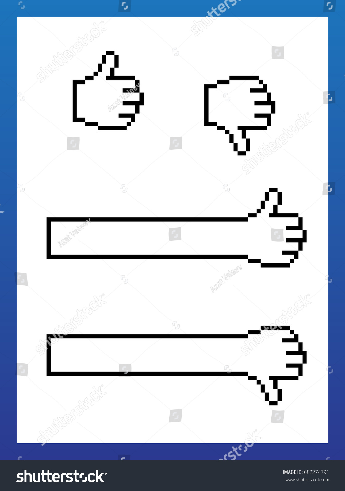 Like Dislike Pixel Vector Hands Variations: vector de stock (libre de ...