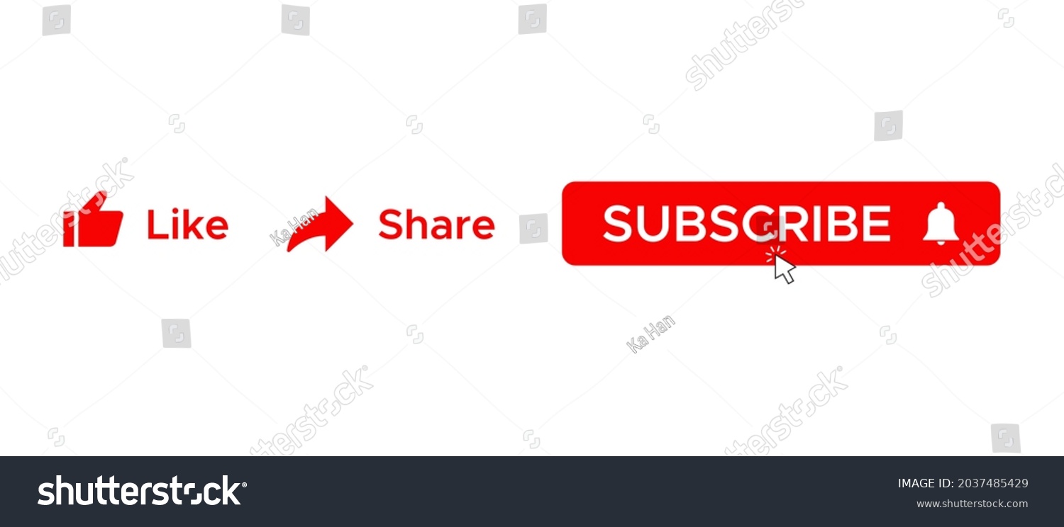 Like Share Subscribe Button Icon Vector: immagine vettoriale stock ...