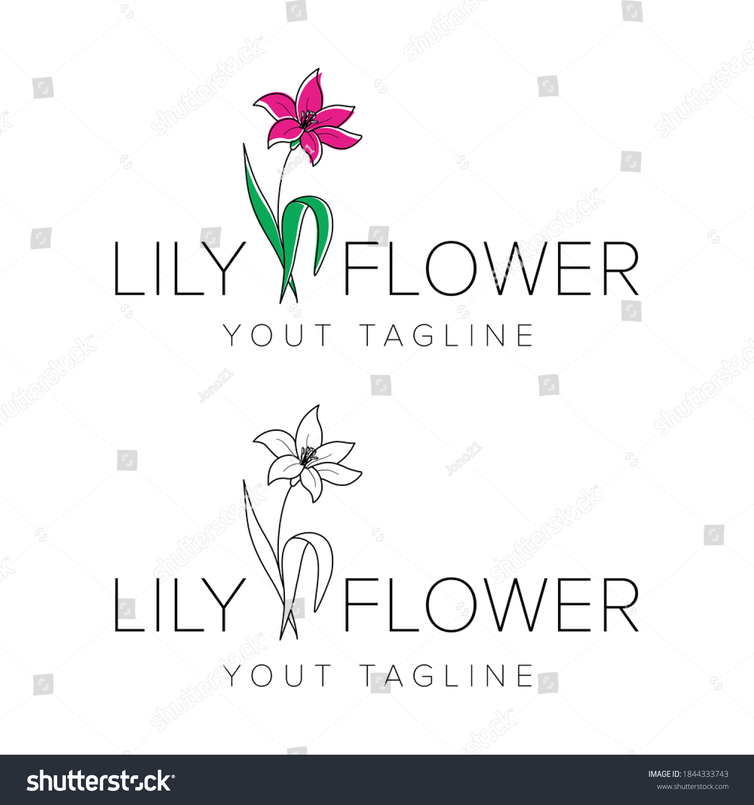 Lily Flower Logo Template Vector Stock Vector (Royalty Free) 1844333743