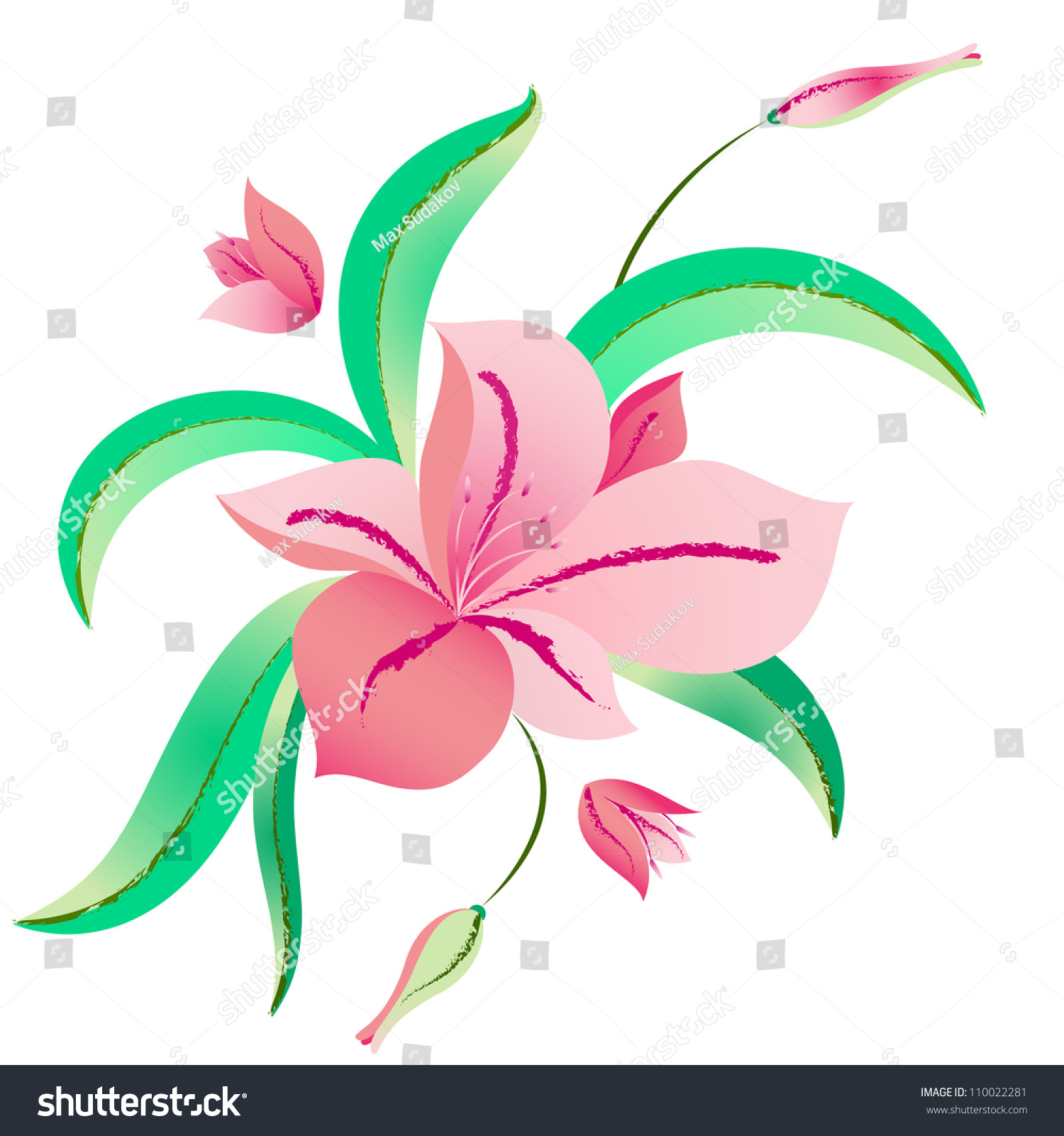 Lily Flower Vector Eps 8 Stock Vector 110022281 - Shutterstock