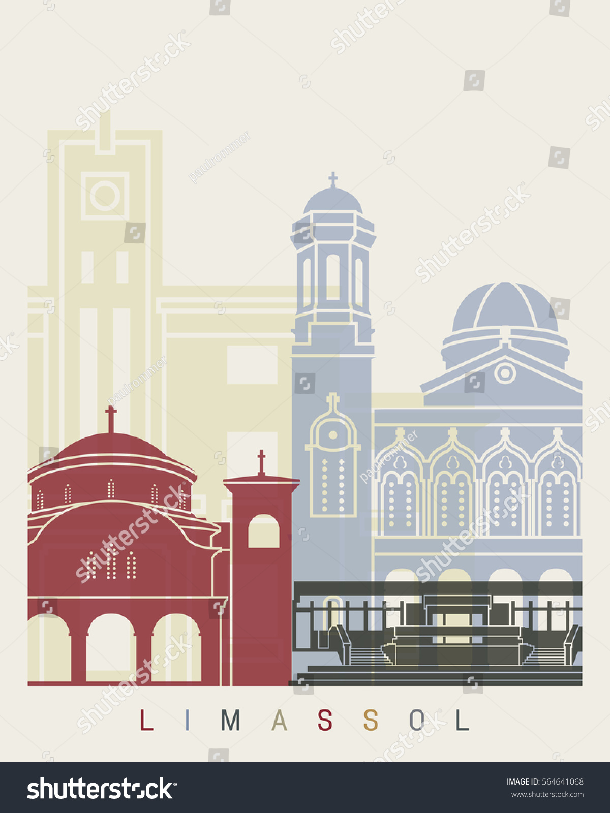 Limassol Skyline Poster Editable Vector File Stock Vector (Royalty Free ...