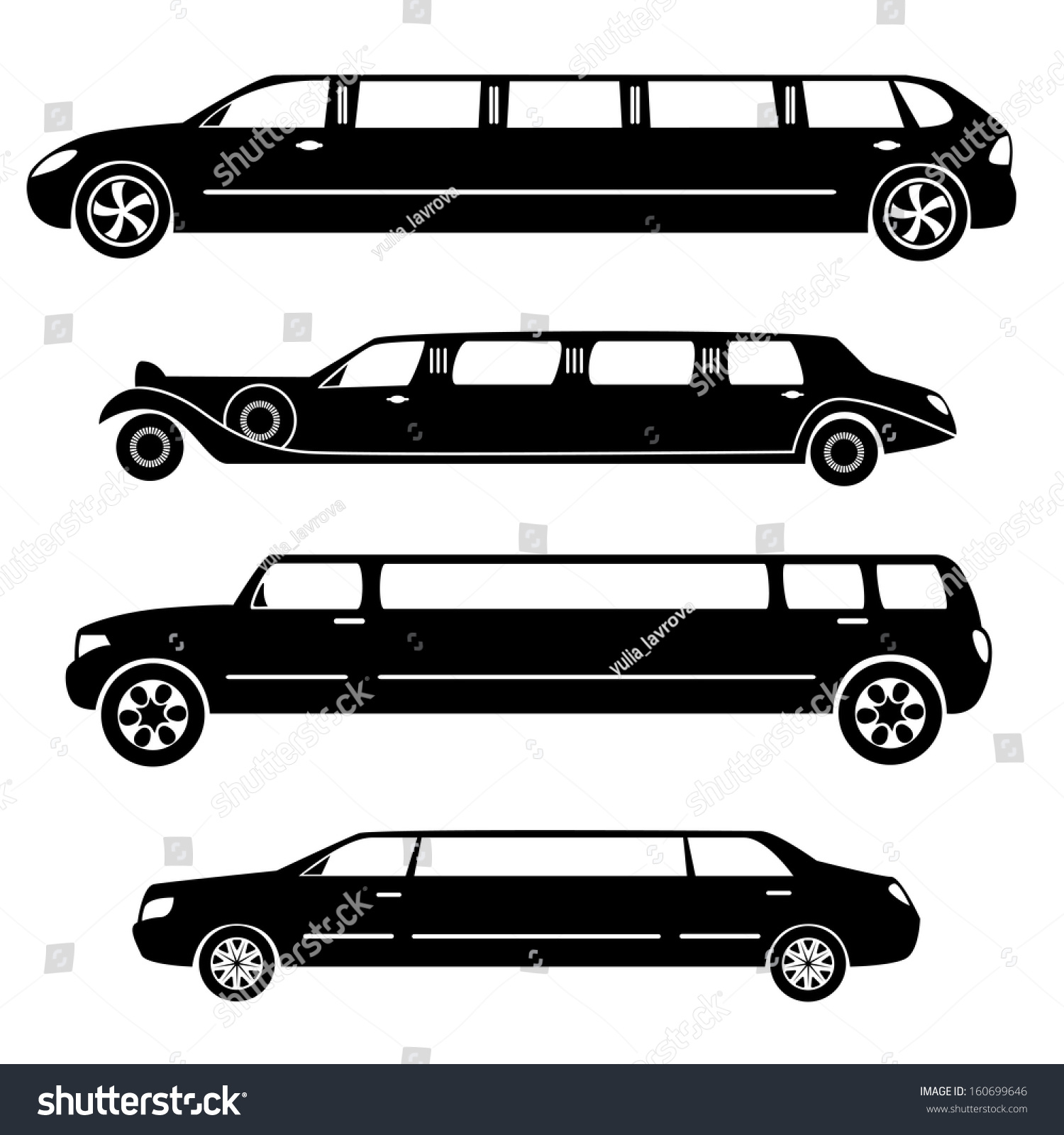 Limousines Silhouettes Vector Collection Stock Vector (Royalty Free ...