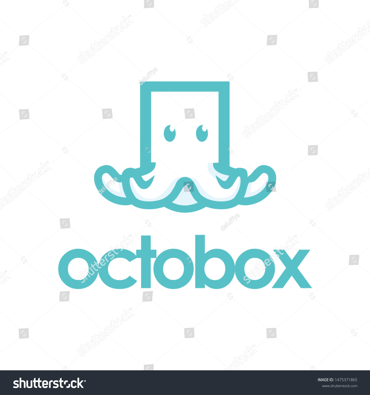 Line Art Octopus Box Flat Logo Stock Vector (Royalty Free) 1475371865