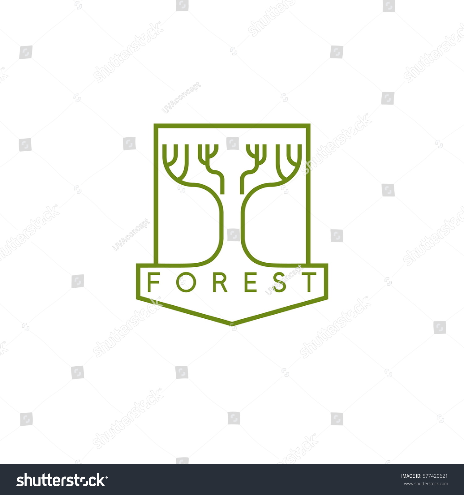 Line Art Vector Crest Simple Tree Stock Vector (Royalty Free) 577420621 ...
