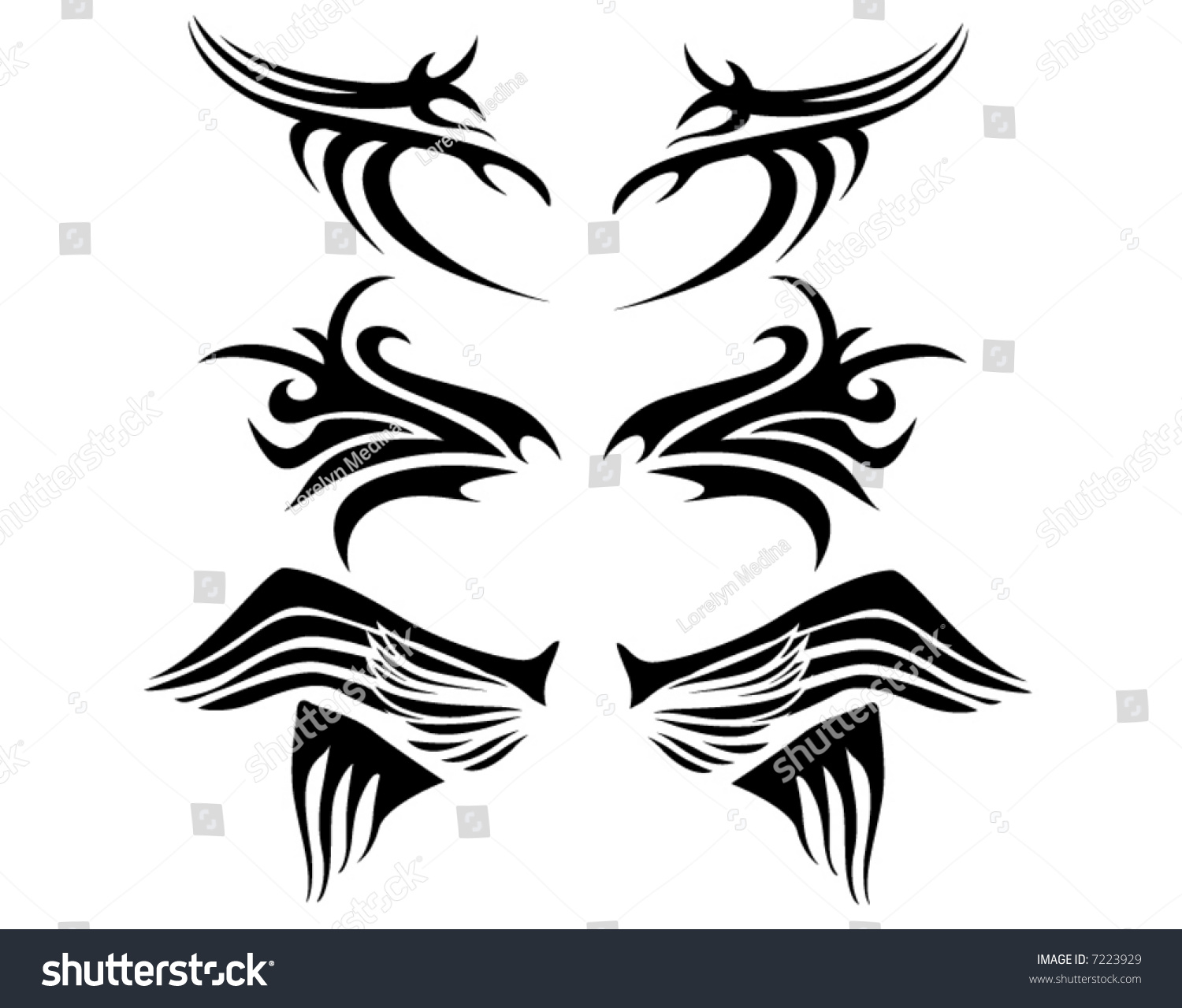 Line Art Vector Wings Series Stock Vector (Royalty Free) 7223929