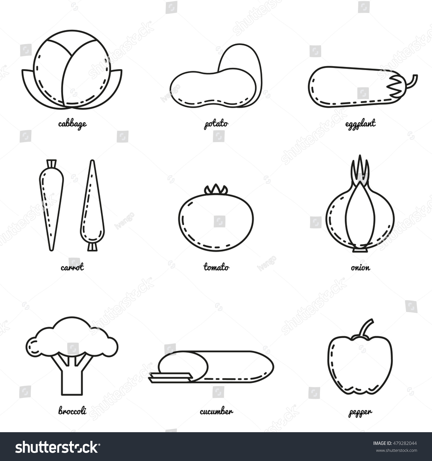 Line Art Vegetables Icon Set Infographic Stock Vector (Royalty Free ...