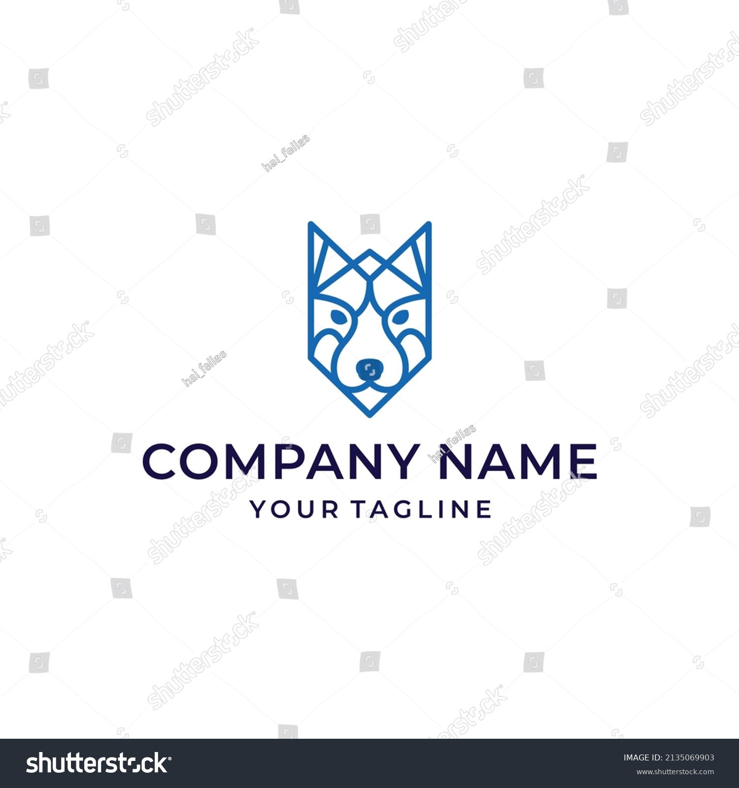 Line Art Wolf Logo Design Stock Vector (Royalty Free) 2135069903 ...