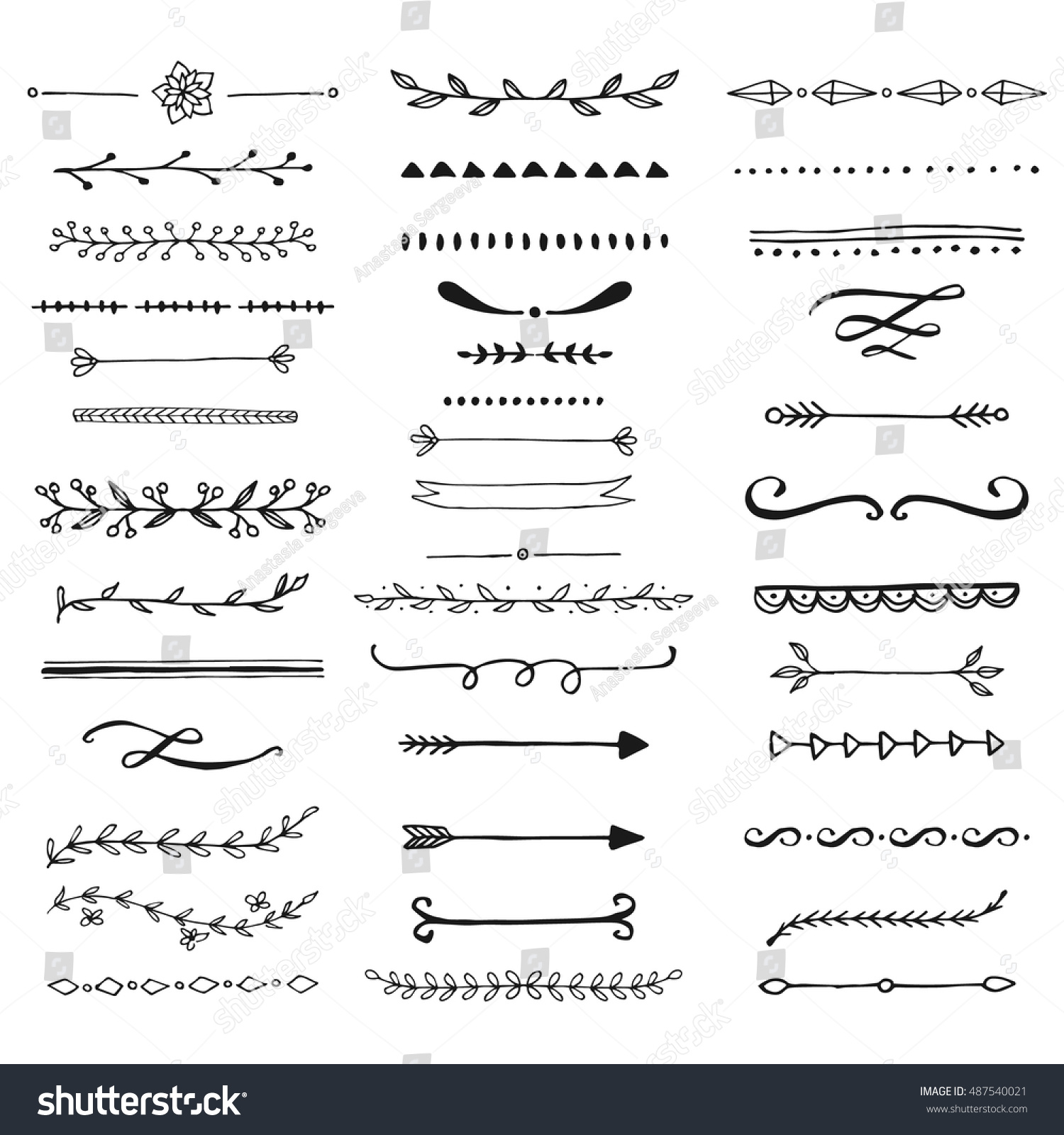 Line Borders Text Dividers Laurel Design Stock Vector (Royalty Free ...