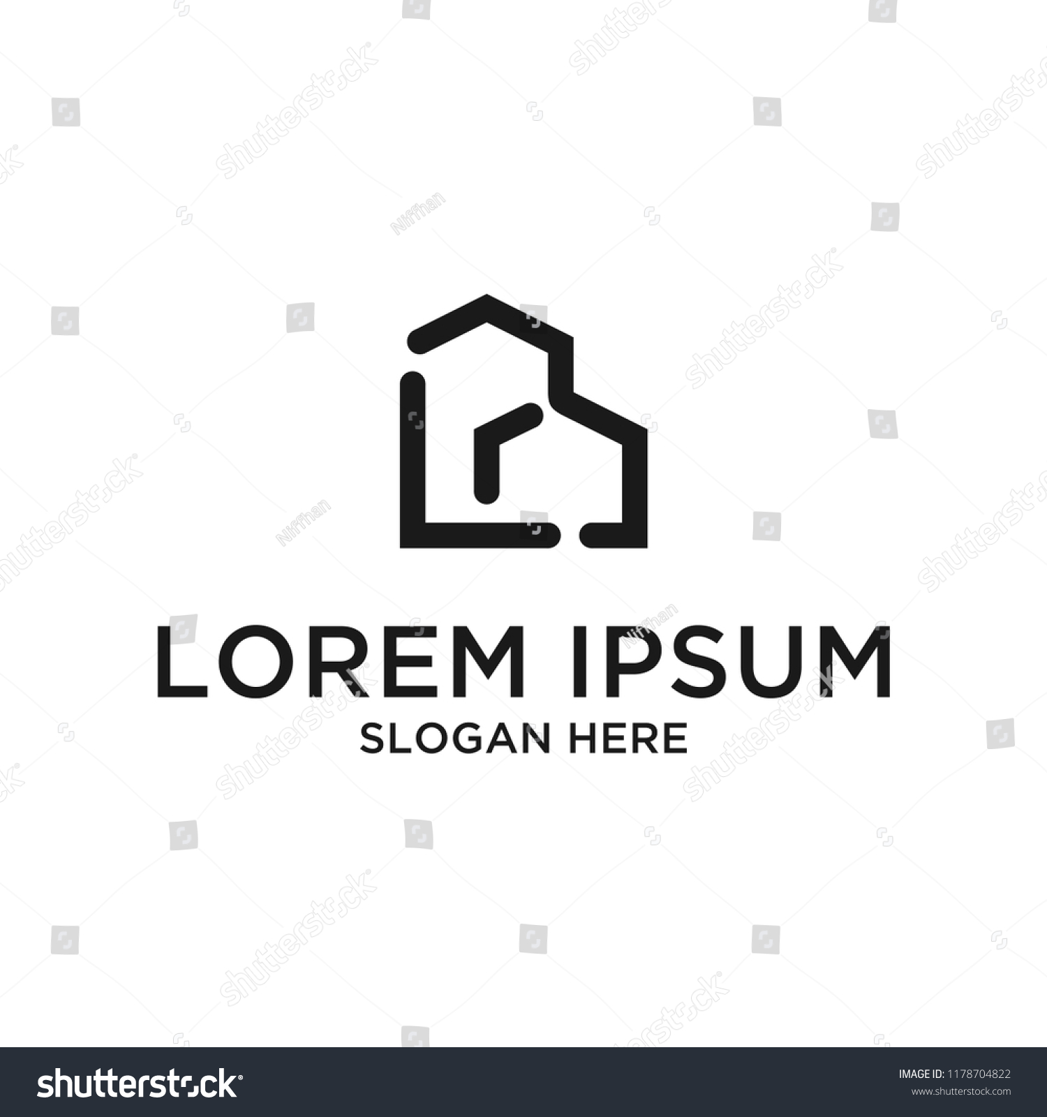 Line Building Logo Design Stock Vector (Royalty Free) 1178704822