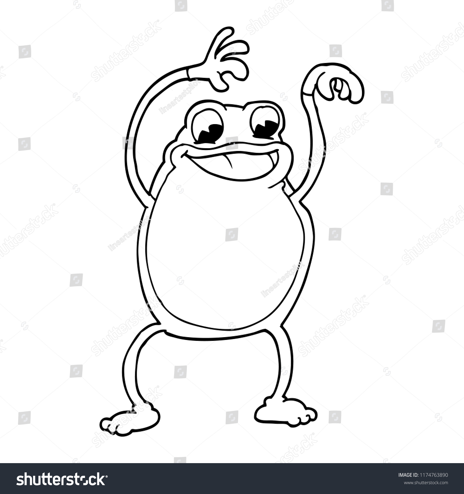 Line Drawing Cartoon Frog Stock Vector (Royalty Free) 1174763890 ...