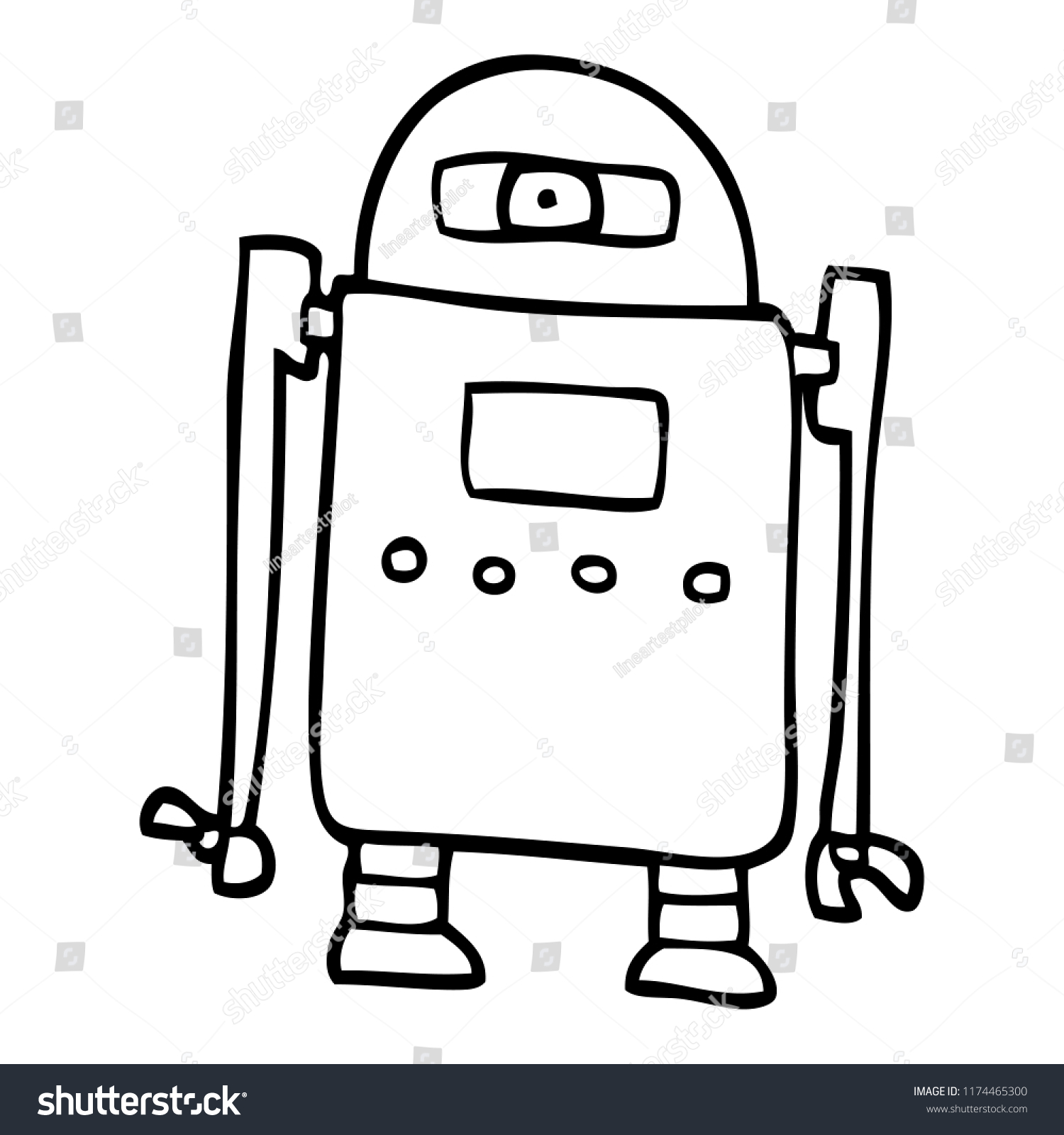 Line Drawing Cartoon Robot Stock Vector (Royalty Free) 1174465300 ...