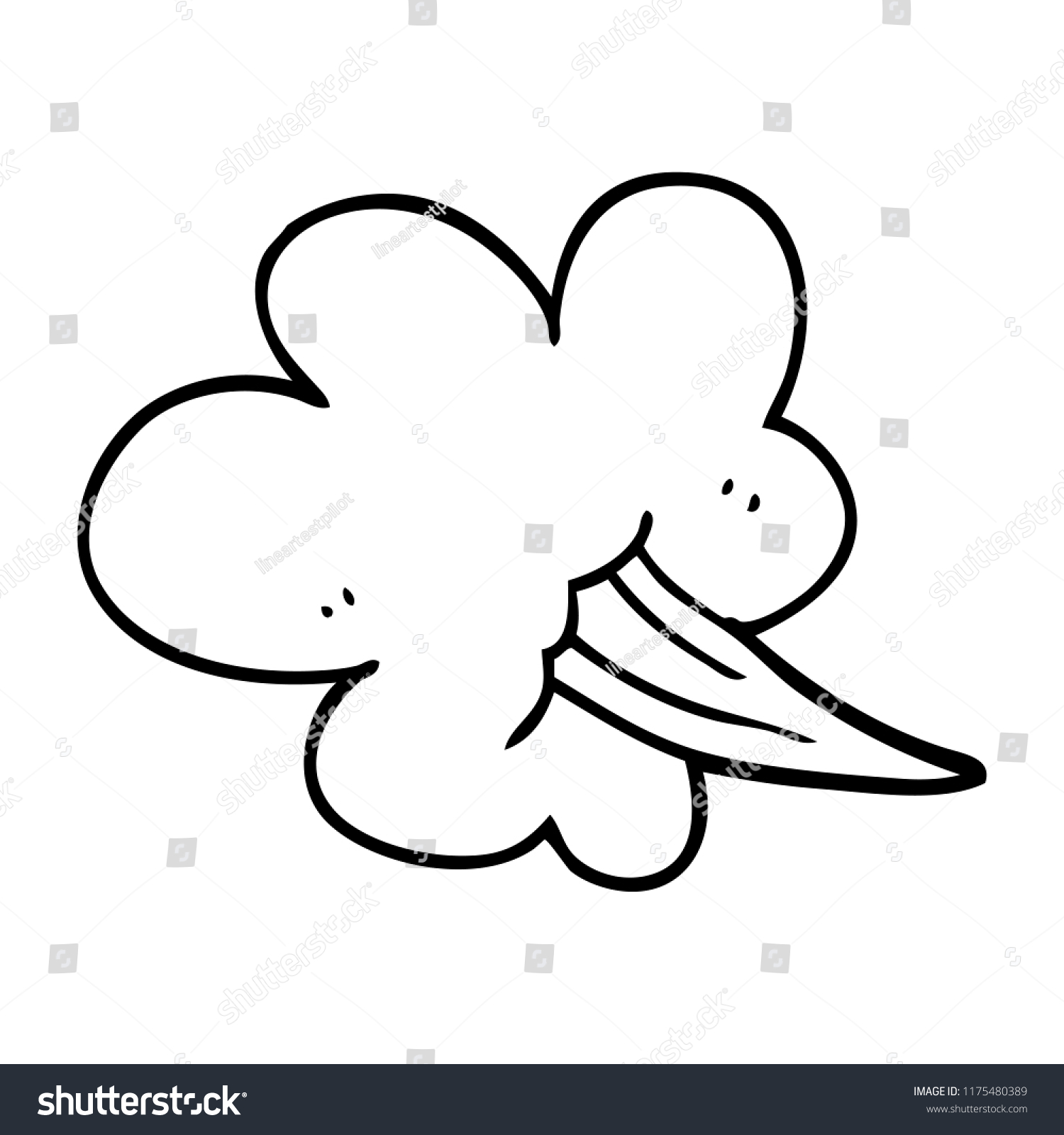 Line Drawing Cartoon Whooshing Cloud Stock Vector (Royalty Free) 1175480389