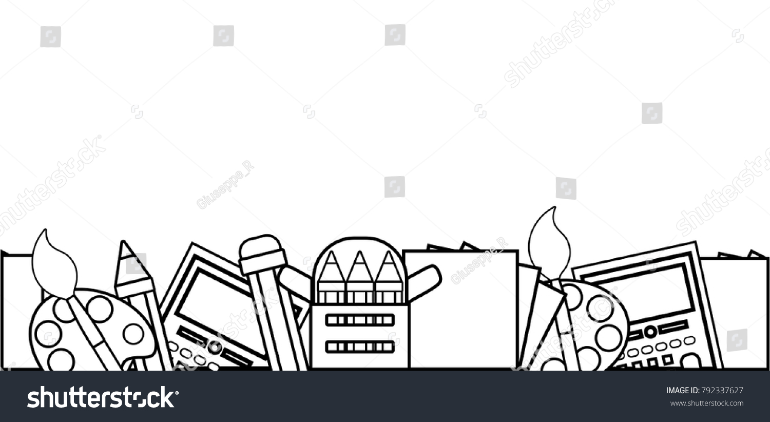 Line Education School Tools Background Design: เวกเตอร์สต็อก (ปลอดค่า ...